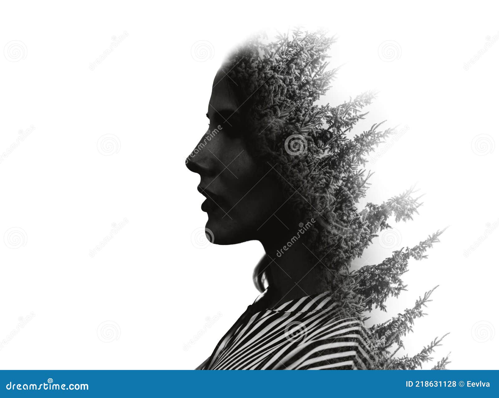 Double Exposure of Young Woman and Tree Stock Photo - Image of effect ...