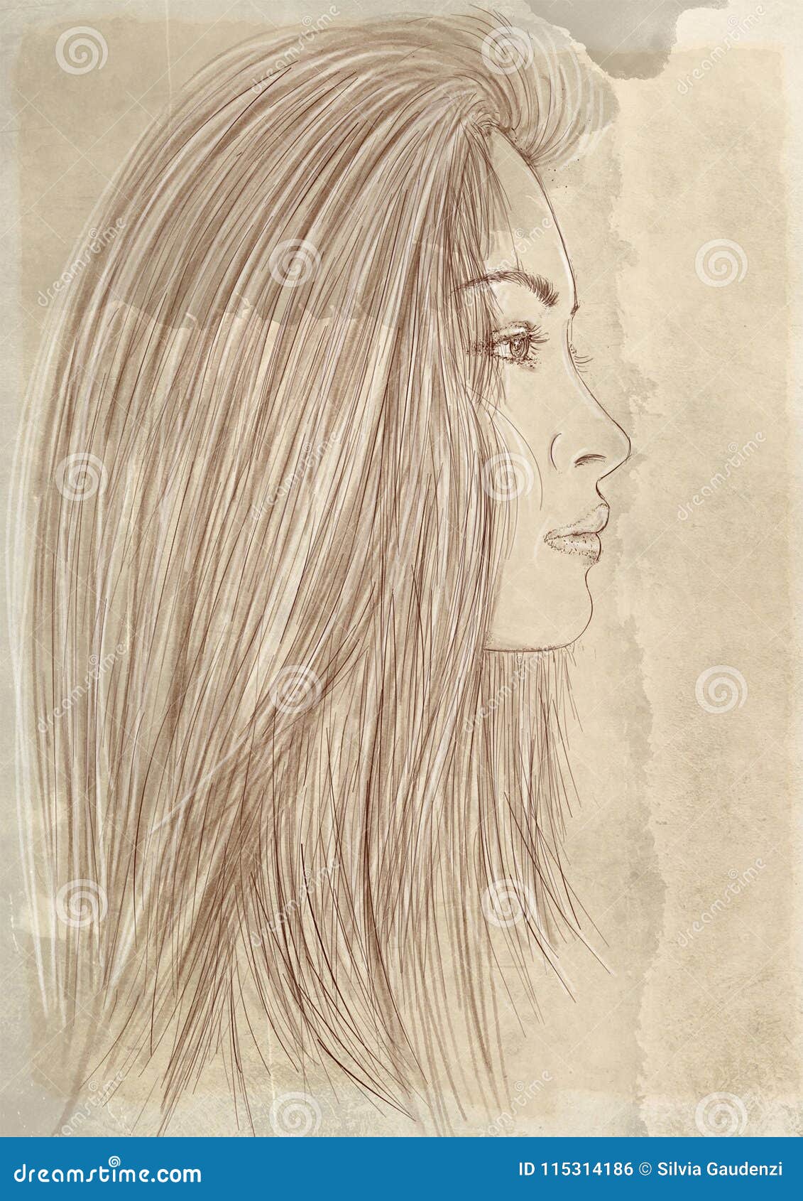 Girl In Profile With Long Hair Stock Illustration Illustration Of Dentistsanima Eyesndetail