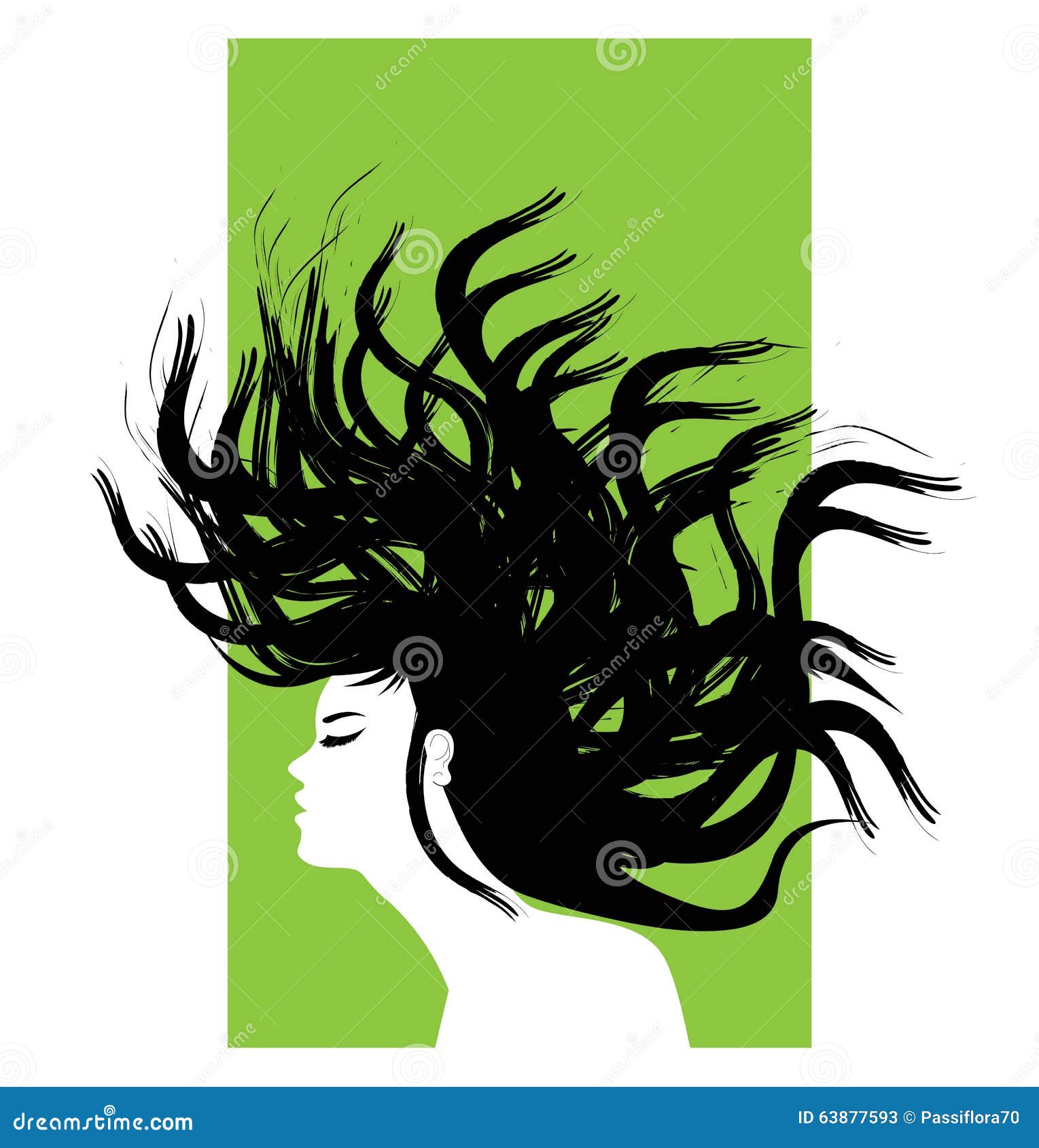 Girl In Profile With Long Hair Stock Vector Illustration Of Silhouette Grimace 63877593