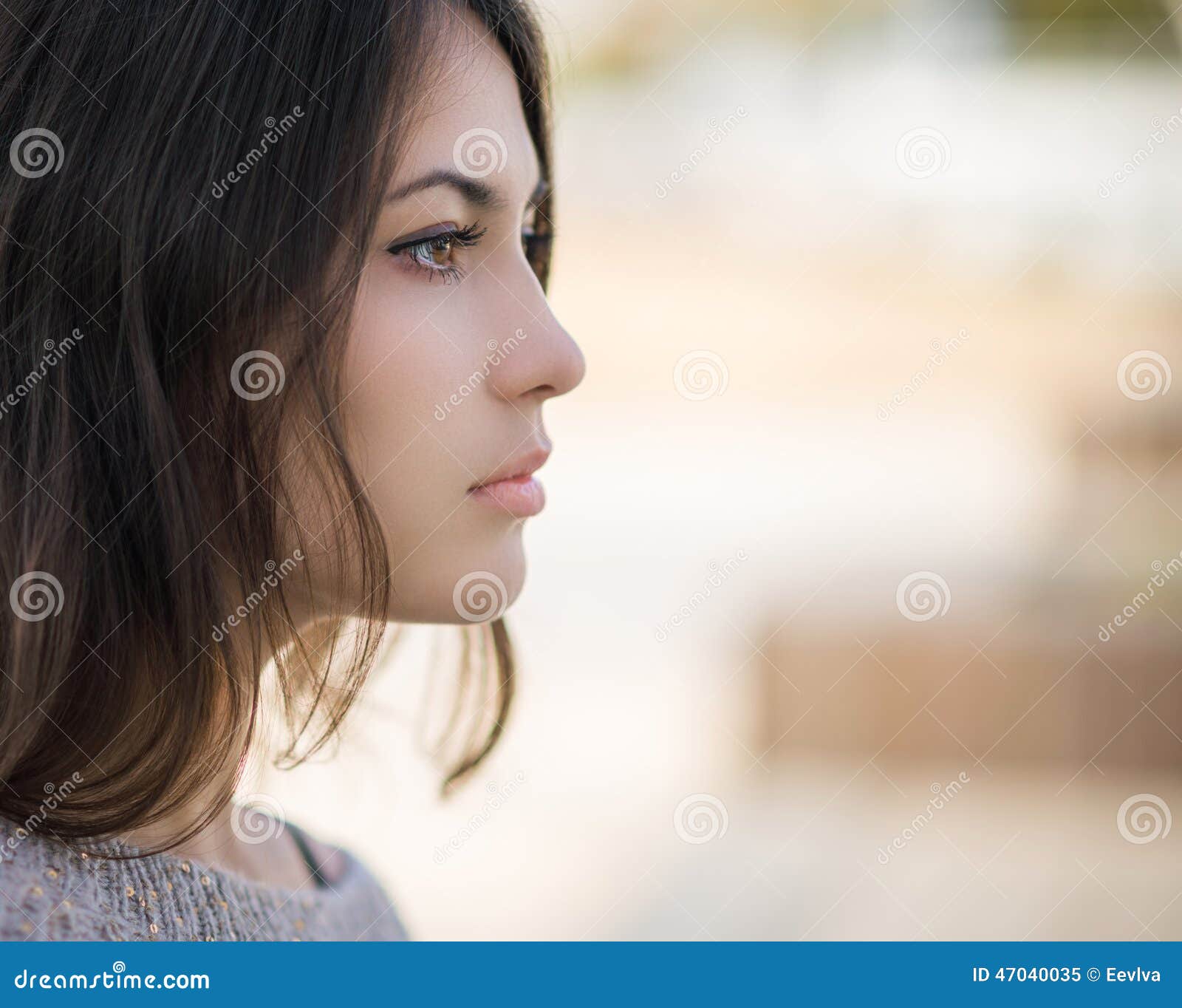 Girl in profile. stock image. Image of outdoor, lifestyle - 47040035