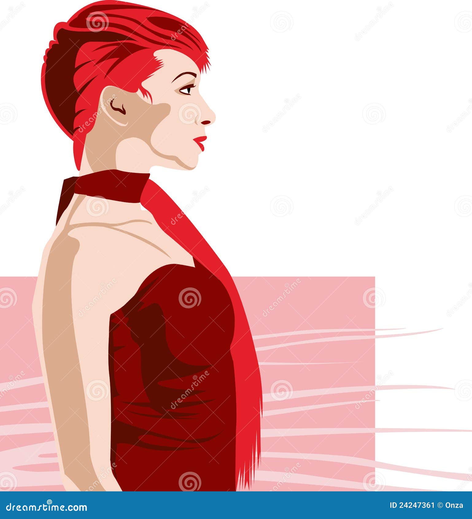 Girl Profile Red Isolated stock vector. Illustration of vogue - 24247361