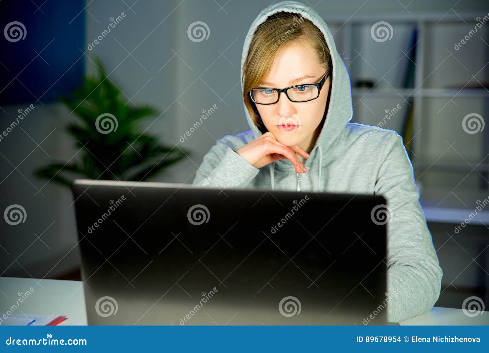A girl programmer stock photo. Image of occupation, code - 89678954