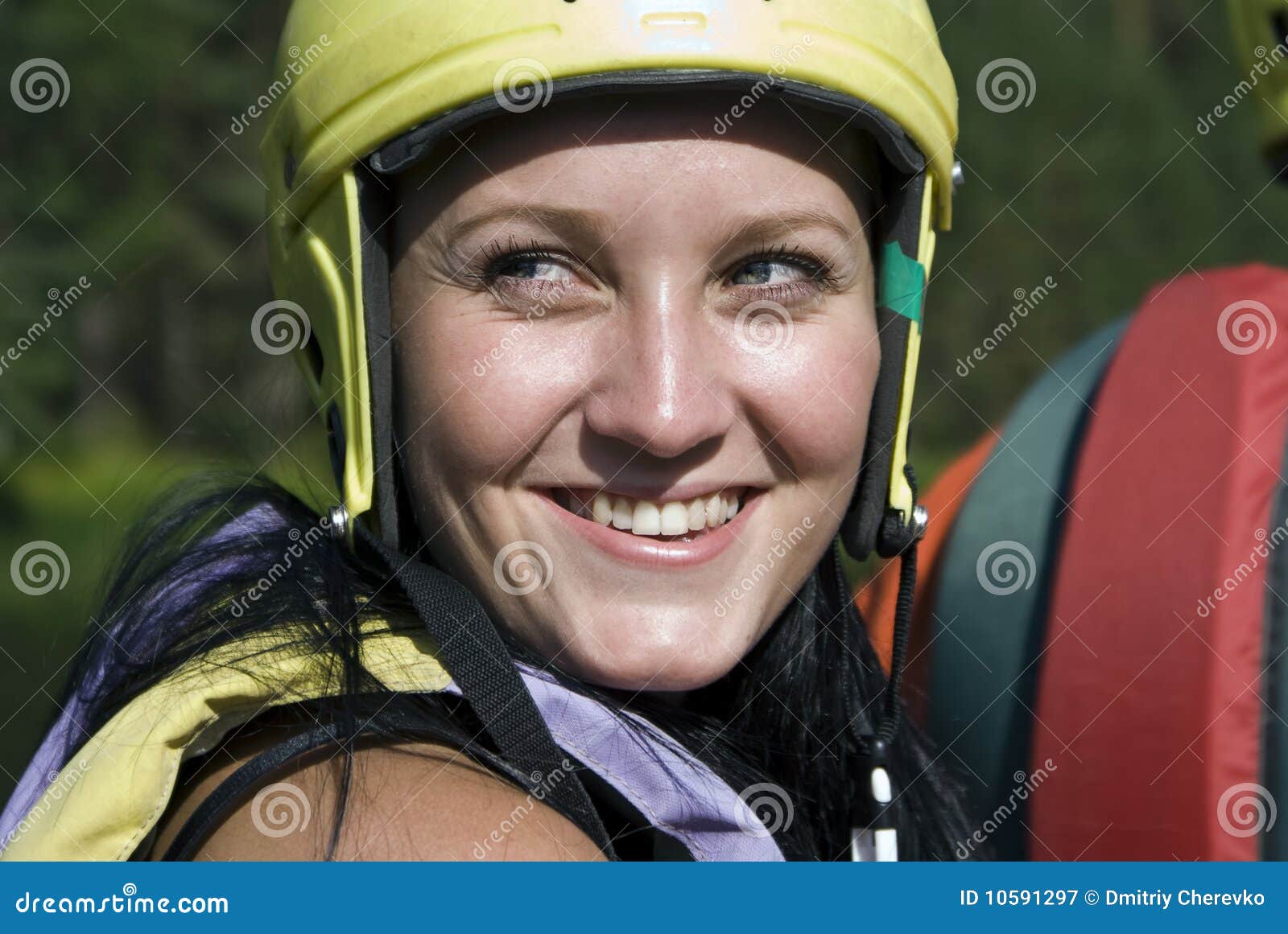 Girl in a Protective Helmet and a Life Jacket Stock Image - Image of ...
