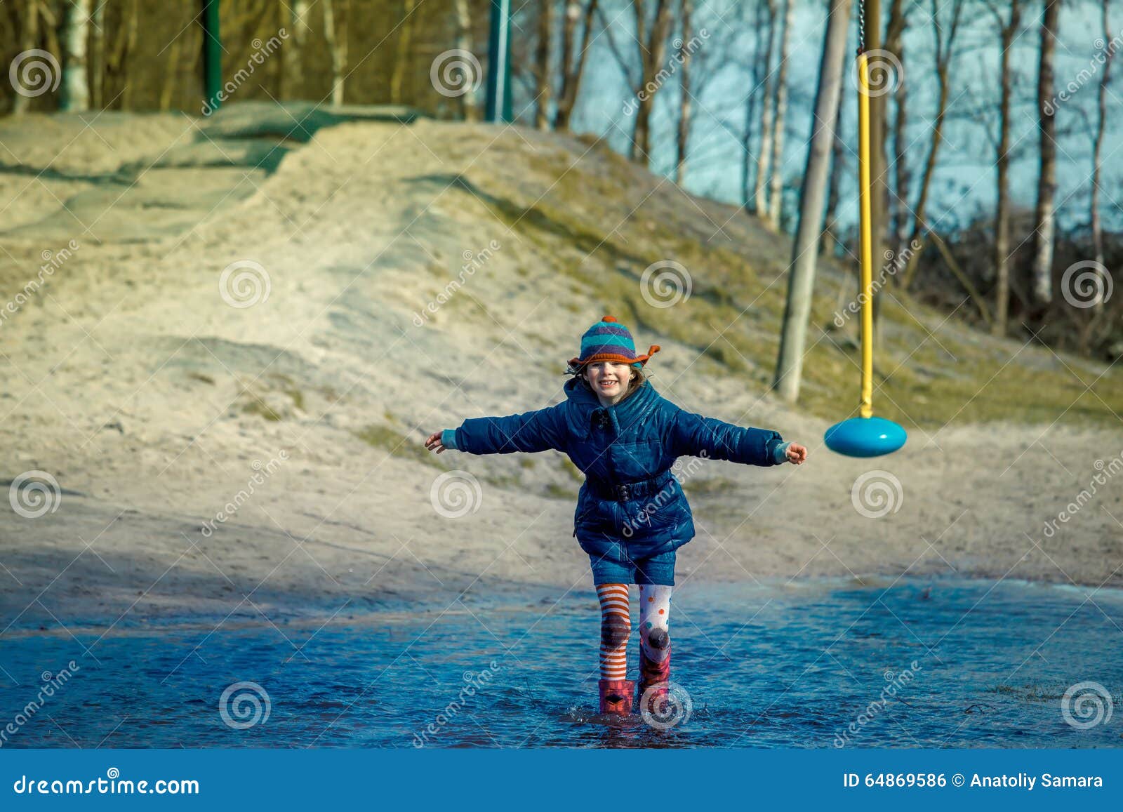 Girl in puddle stock photo. Image of dirty, portrait - 64869586