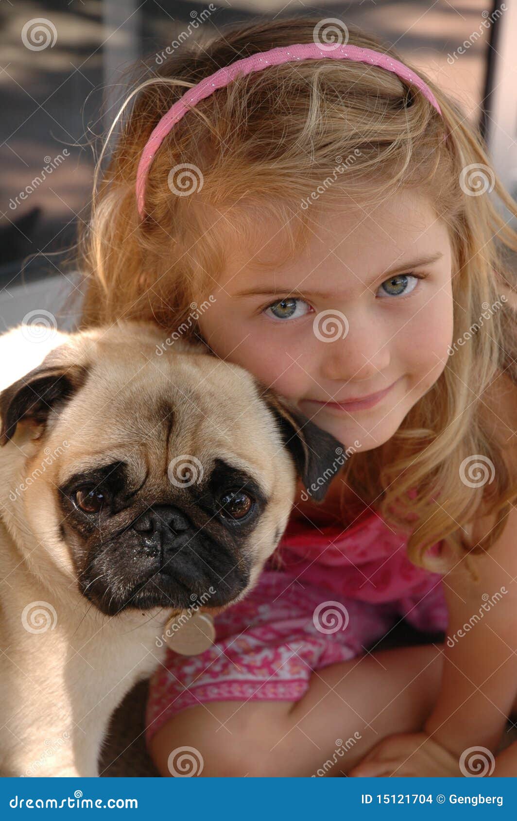 Girl with pug stock photo. Image of smile, breed, portrait - 15121704