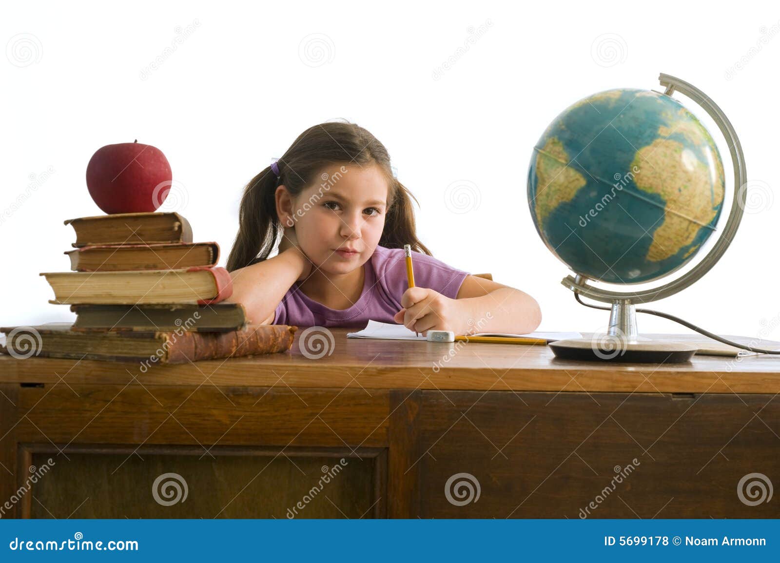 Girl Pupil On Yellow Background. Back To School. Emotional School Girl ...