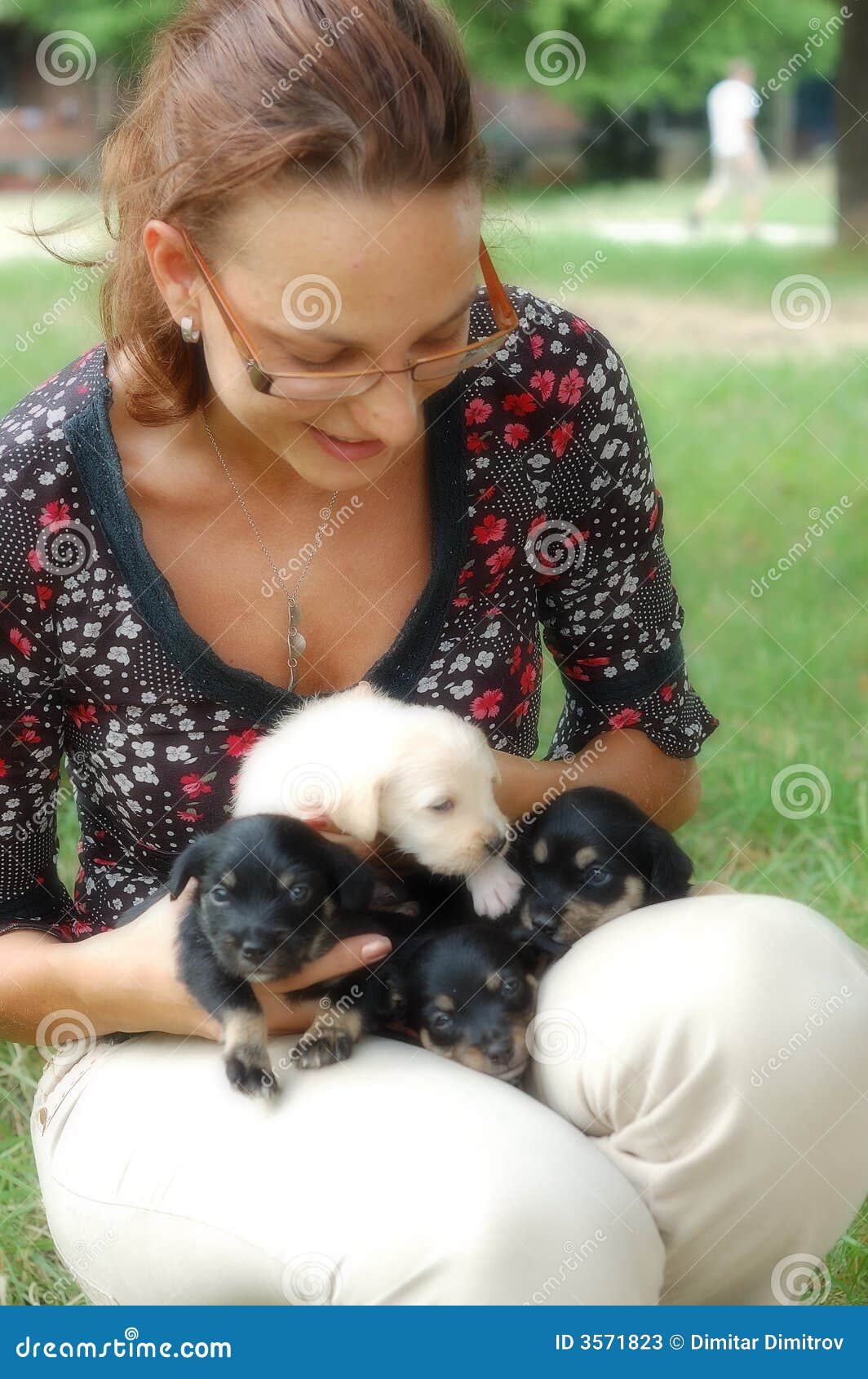 Girl with puppies stock image. Image of cute, youthful - 3571823