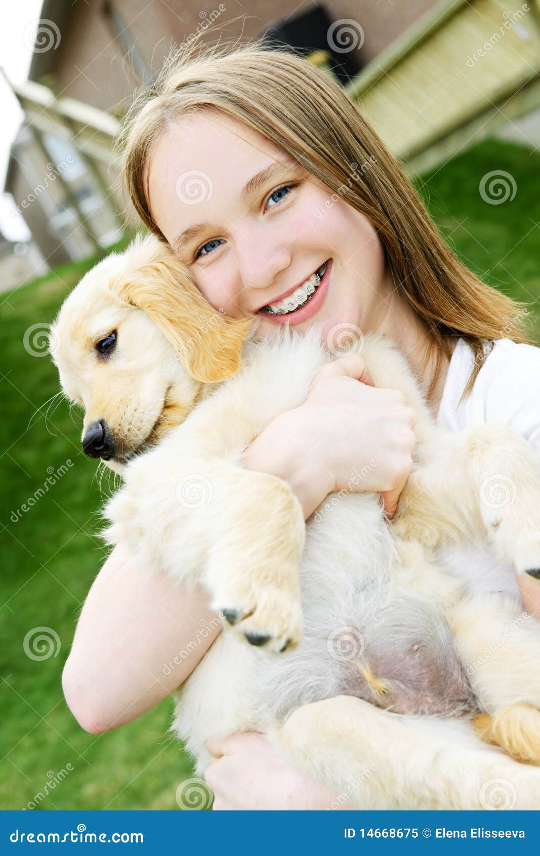 Girl with puppy stock image. Image of cute, adolescent - 14668675