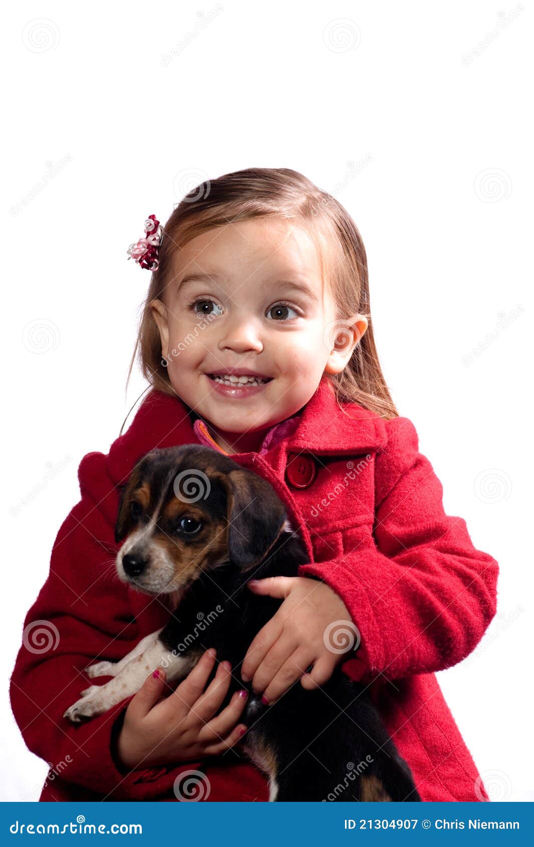 Girl with puppy stock image. Image of adorable, expression - 21304907