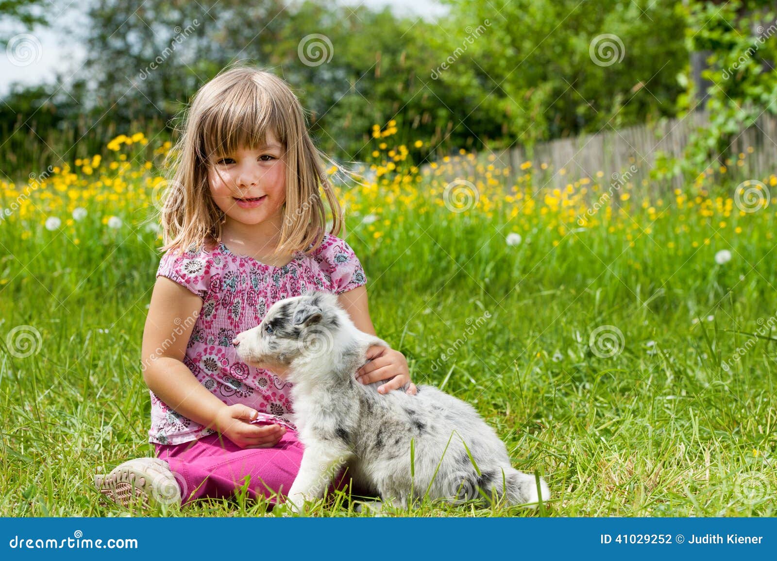 Girl with puppy stock photo. Image of cute, nature, pedigree - 41029252
