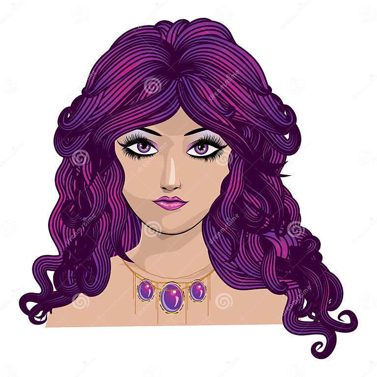 Girl With Purple Hair Stock Vector Illustration Of Color 28584626