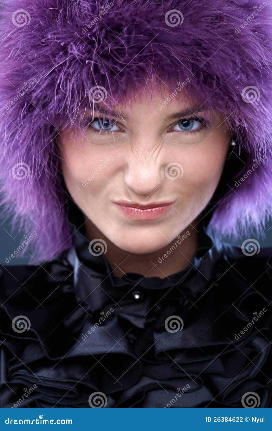 Girl in Purple Wig Pulling Face Stock Photo - Image of attractive ...