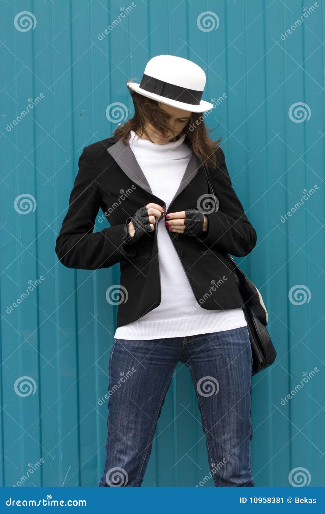 Girl puts a coat on stock image. Image of finger, shot - 10958381