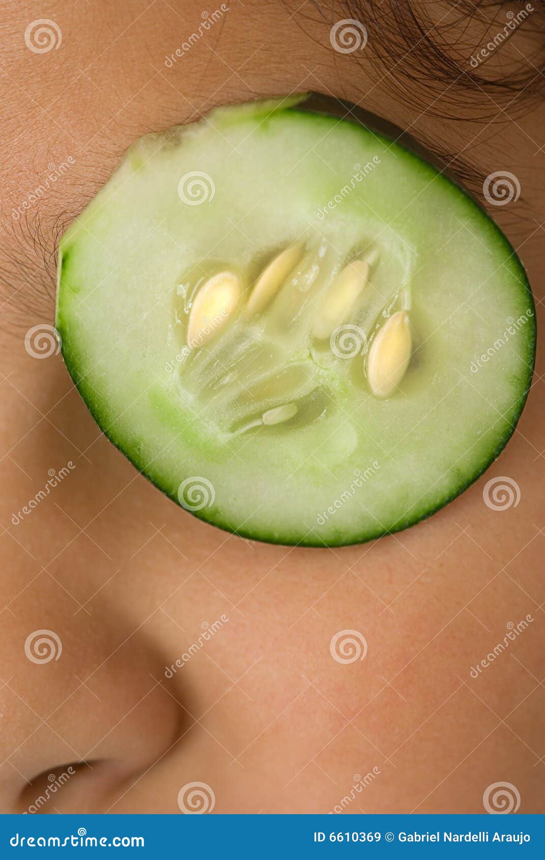 Girl Putting Sliced Cucumber on Eye Stock Image - Image of girl, clean ...