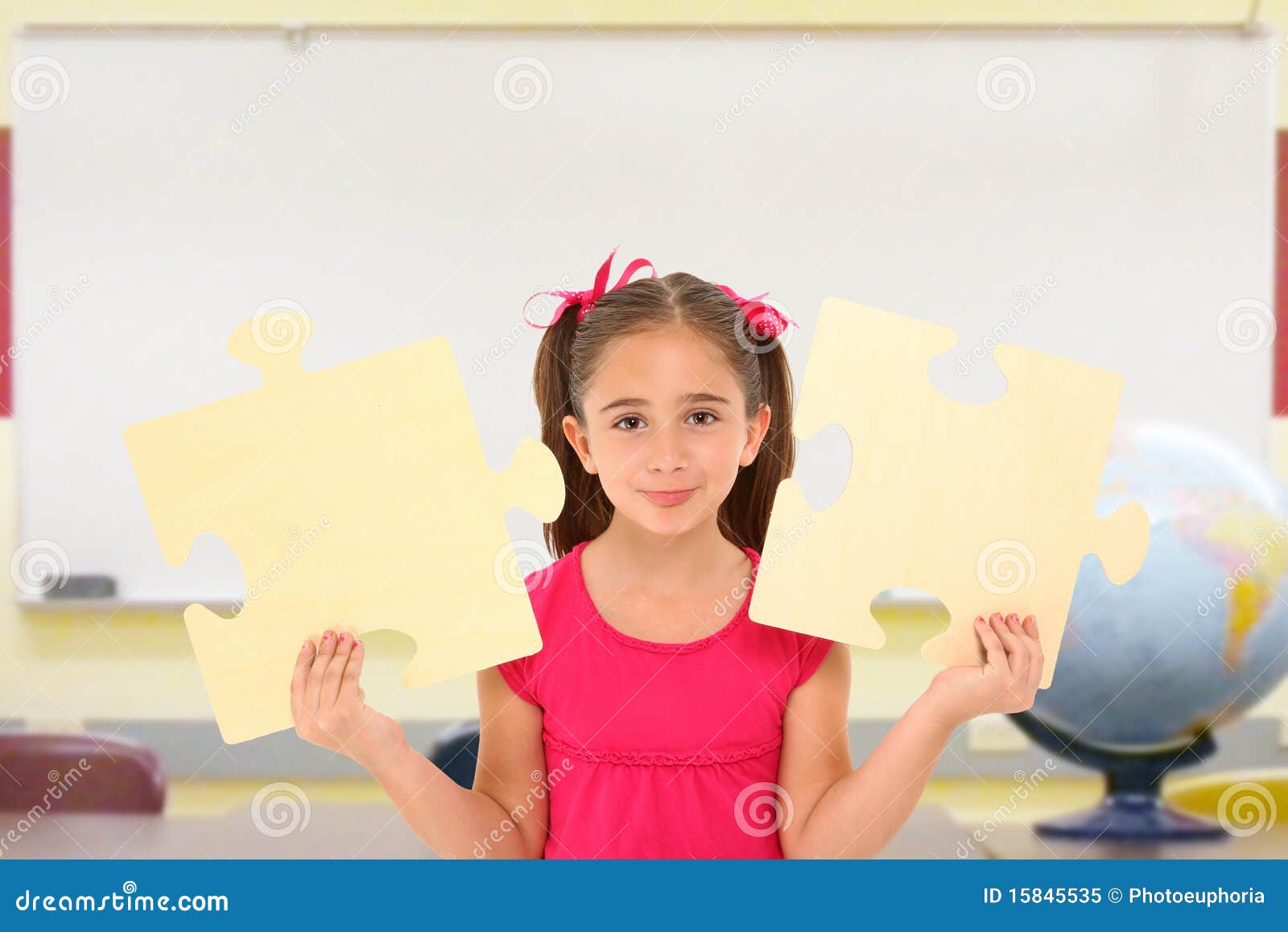 Girl with Puzzle Pieces stock image. Image of american - 15845535
