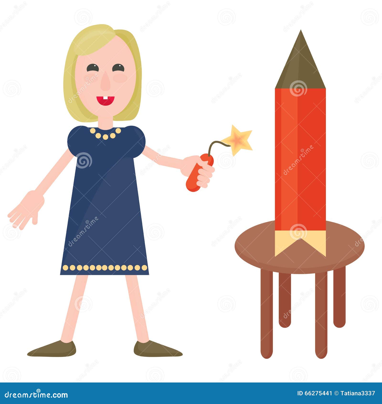 Girl with pyrotechnics stock vector. Illustration of infografic - 66275441