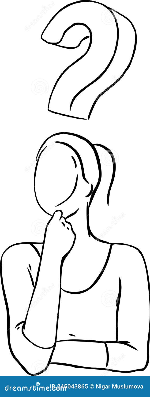 Girl, Question, Hand Draw Vector Illustration Art Stock Vector ...