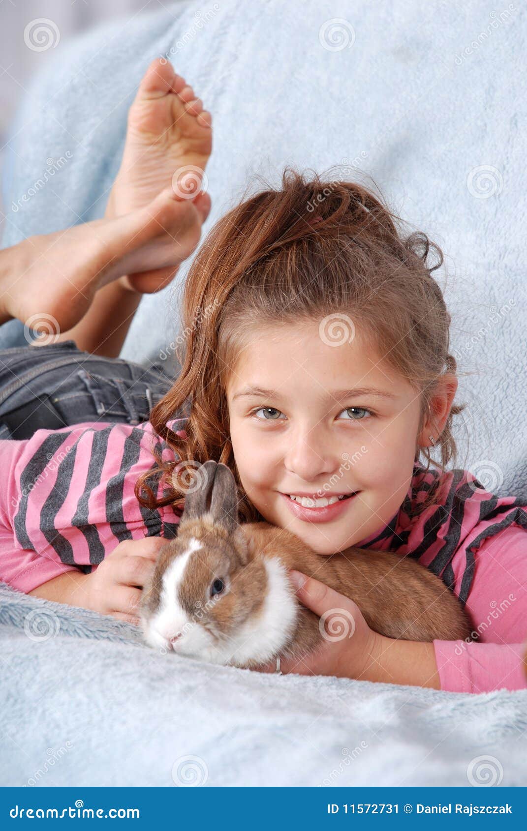 Girl with rabbit stock image. Image of hare, teen, girl - 11572731
