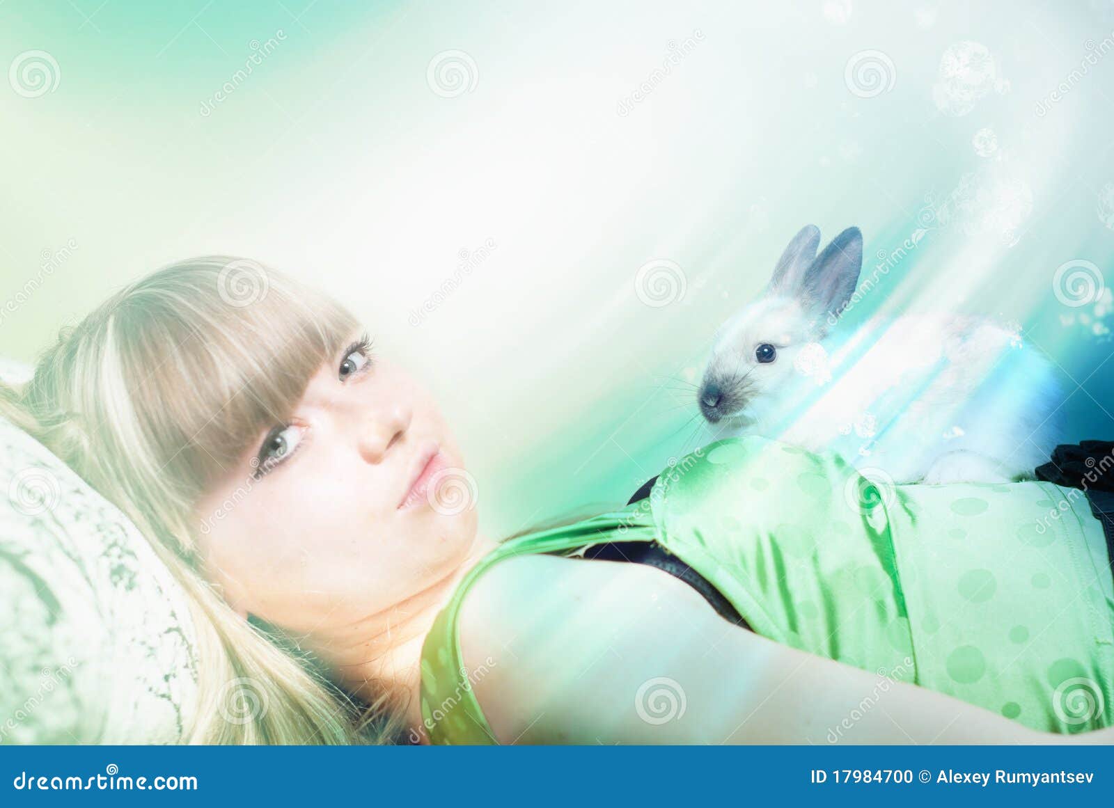 Girl with rabbit stock photo. Image of light, caucasian - 17984700