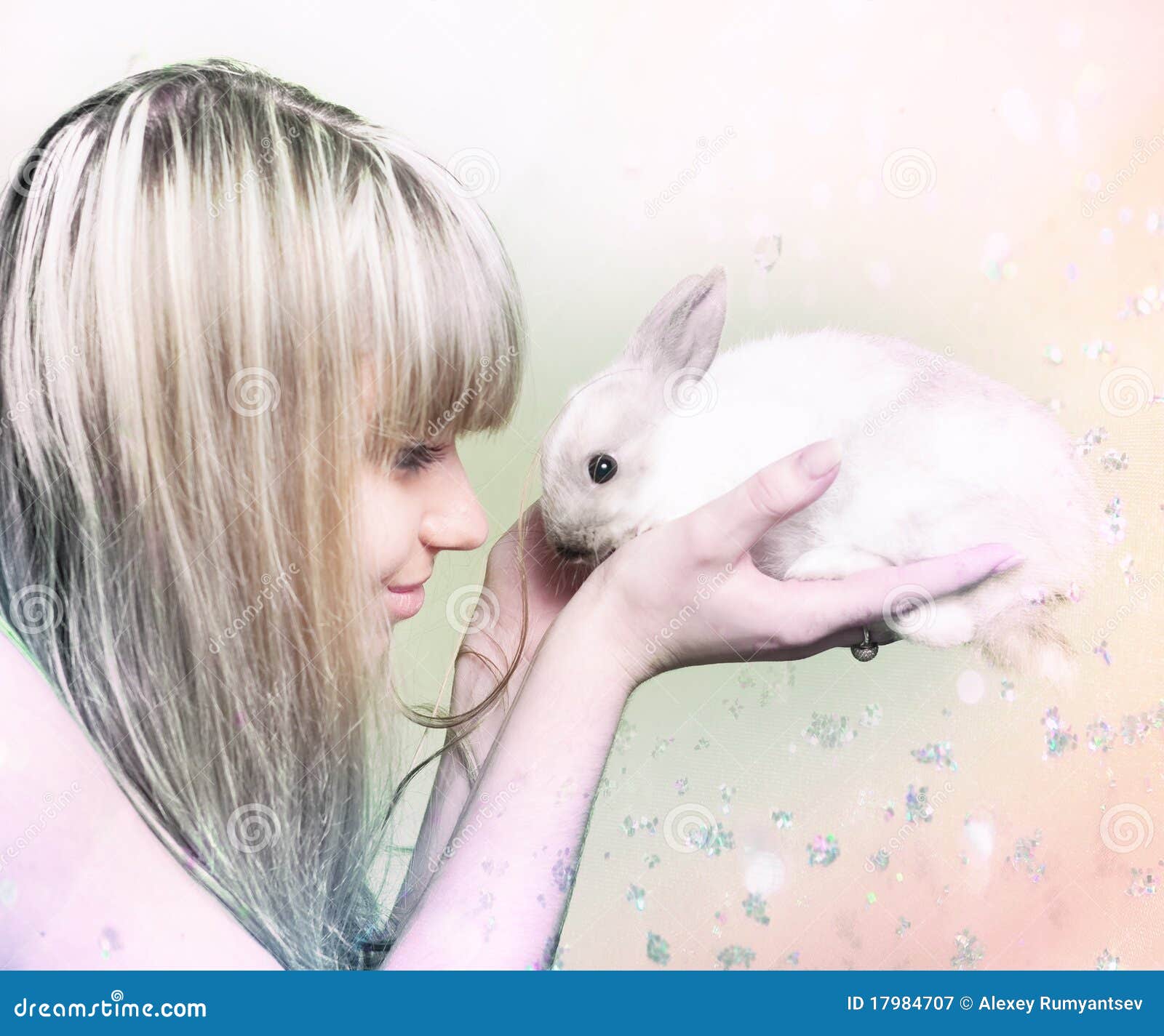 Girl with rabbit stock image. Image of girl, rabbit, cute - 17984707