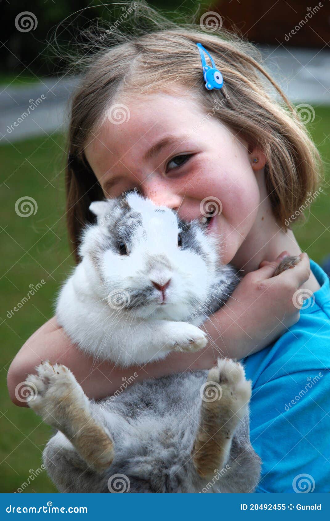Girl with a rabbit stock image. Image of hold, girls - 20492455