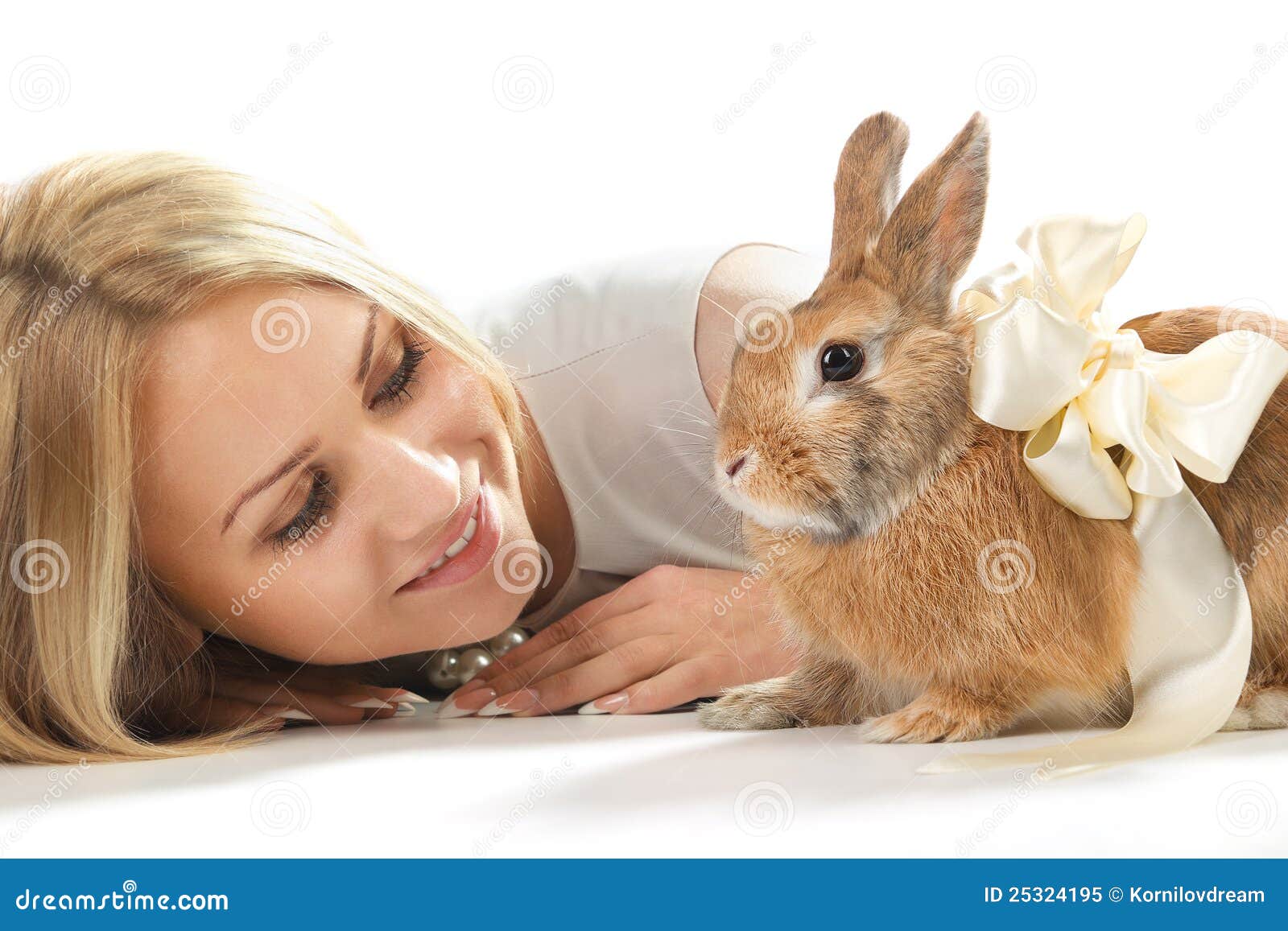 Girl with a rabbit stock image. Image of happy, closeup - 25324195