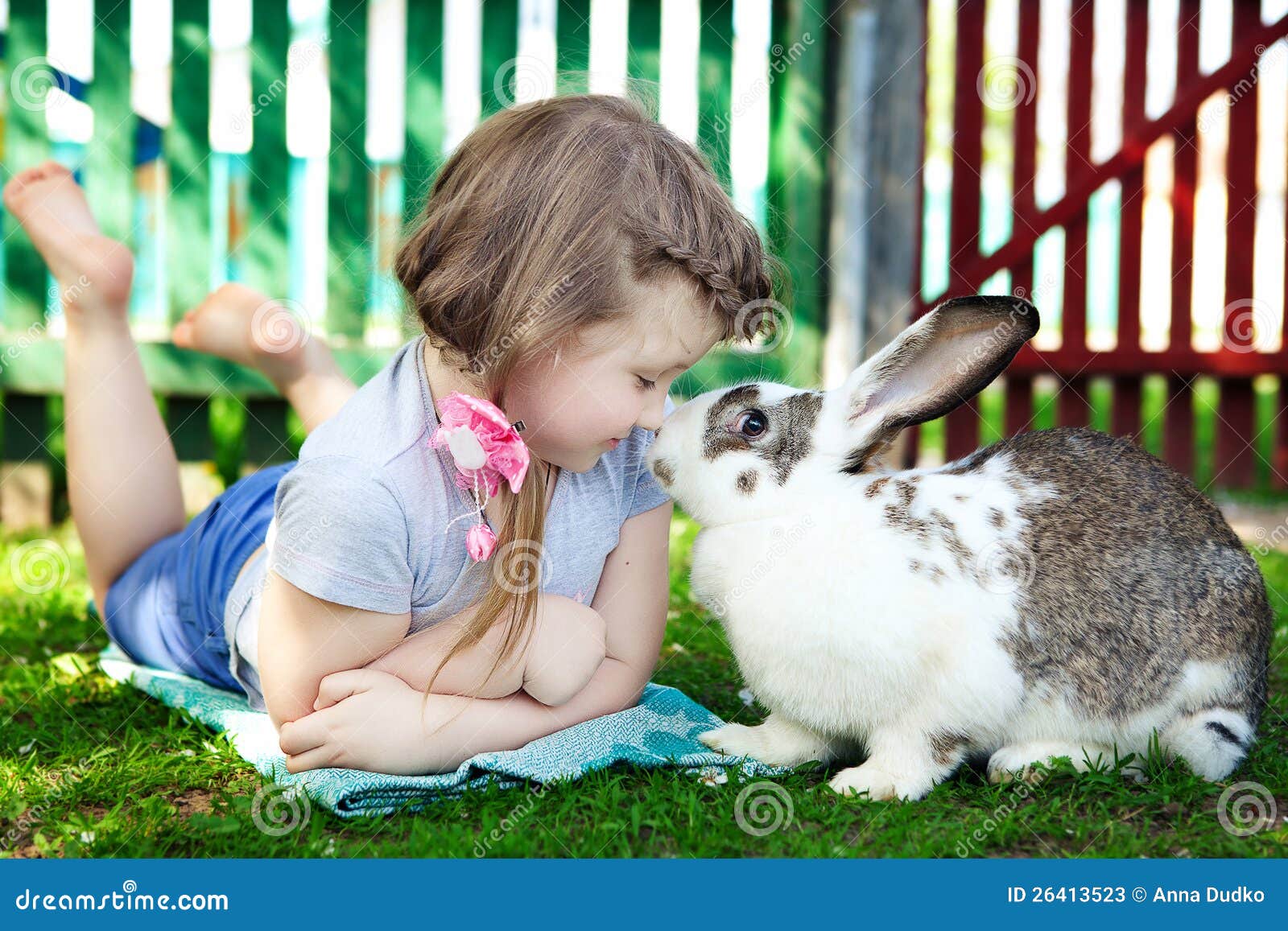 Girl with rabbit stock image. Image of casual, face, pupil - 26413523