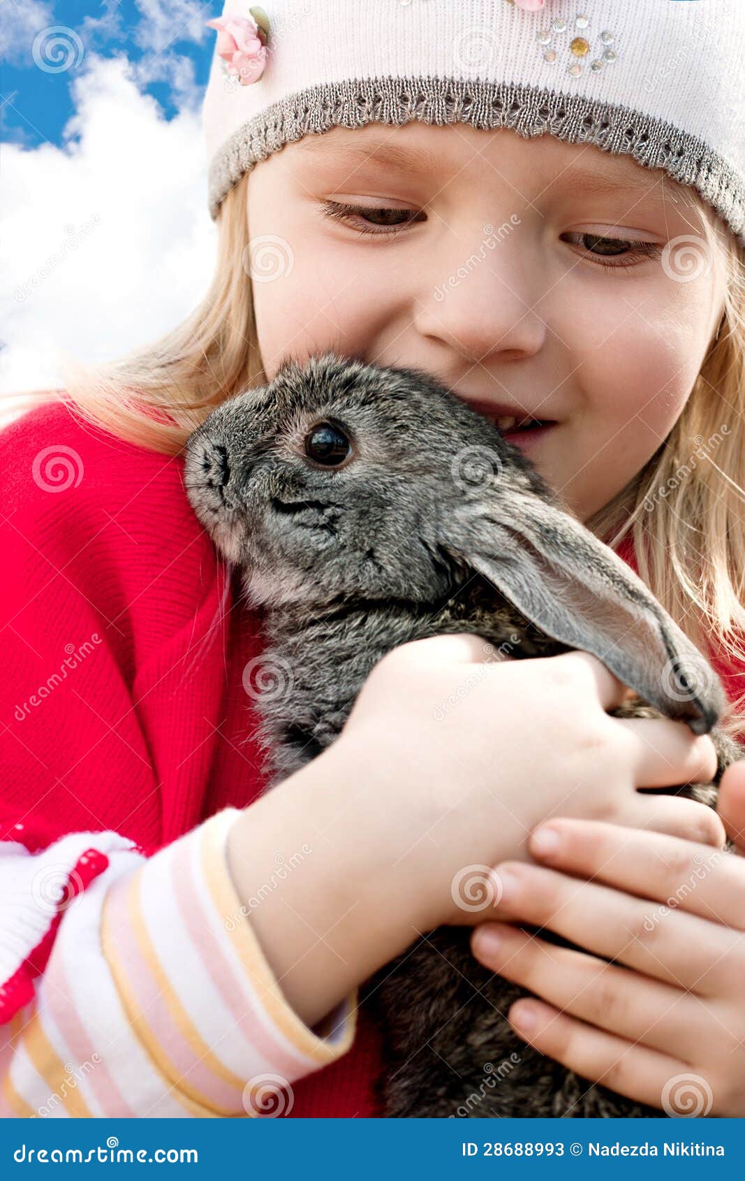 Girl and rabbit stock image. Image of emotion, girl, lifestyle - 28688993
