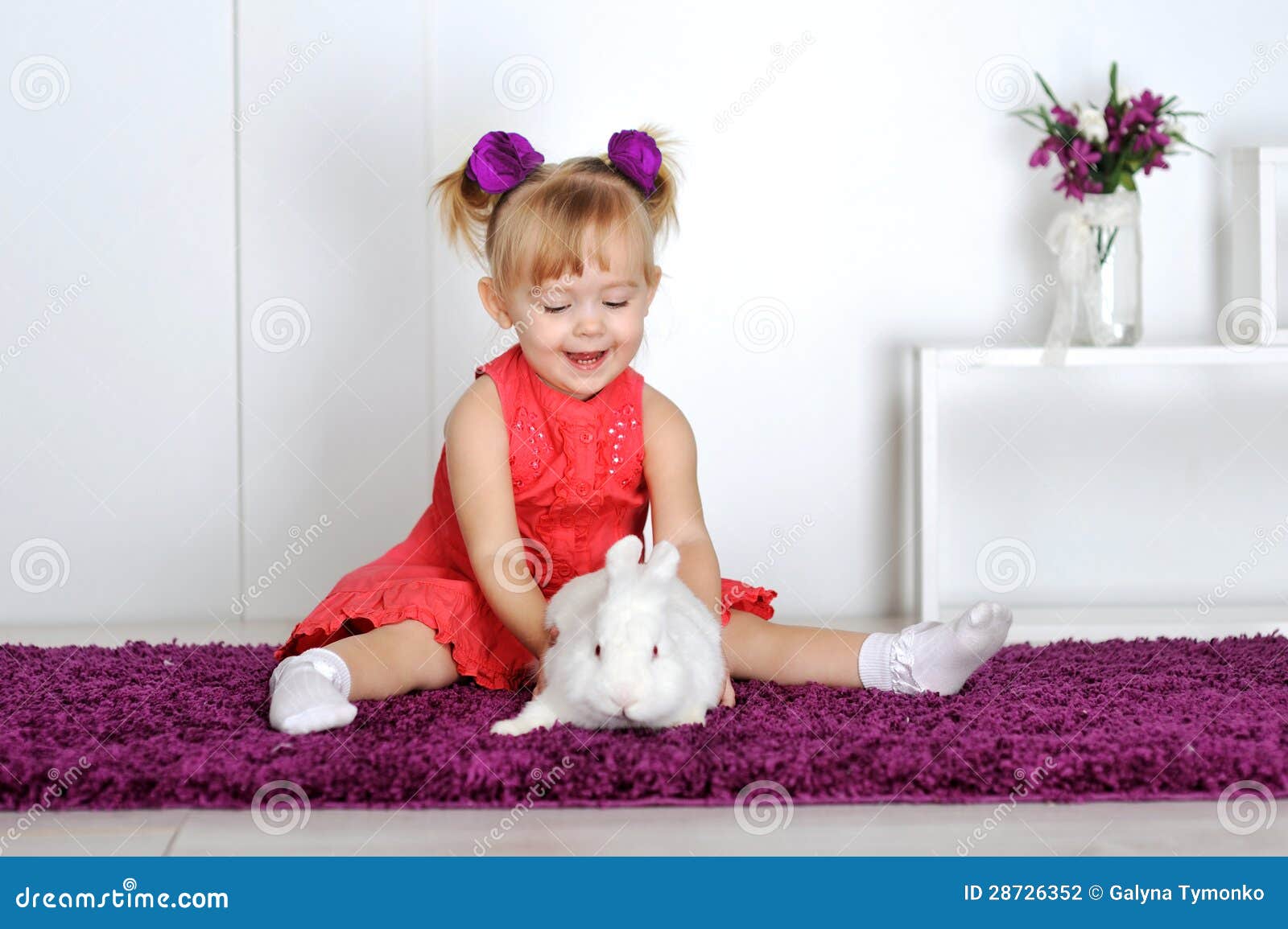 Girl and rabbit stock photo. Image of little, lovely - 28726352