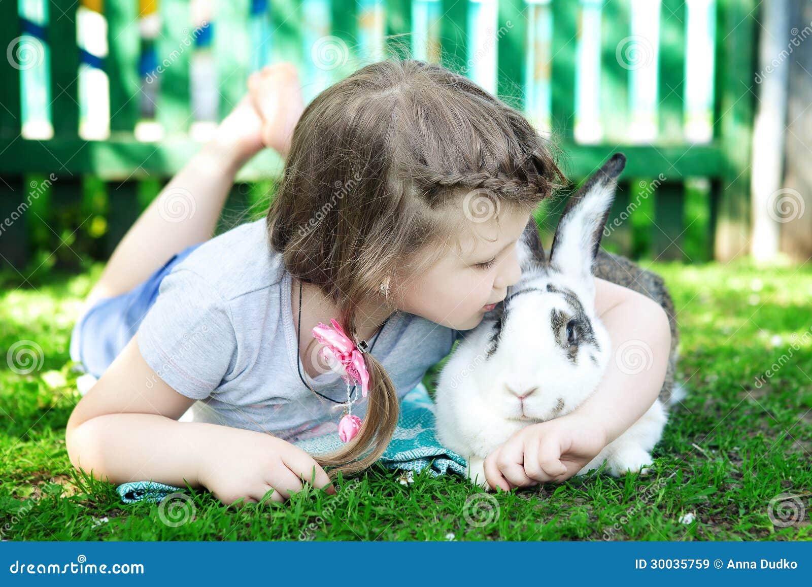 Girl with rabbit stock image. Image of portrait, innocence - 30035759