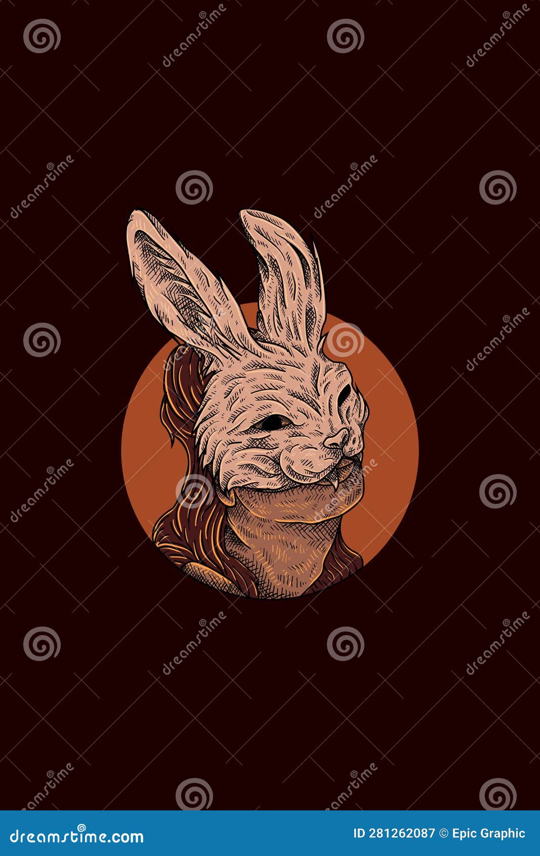 Girl with Rabbit Mask Vector Illustration Stock Vector - Illustration ...