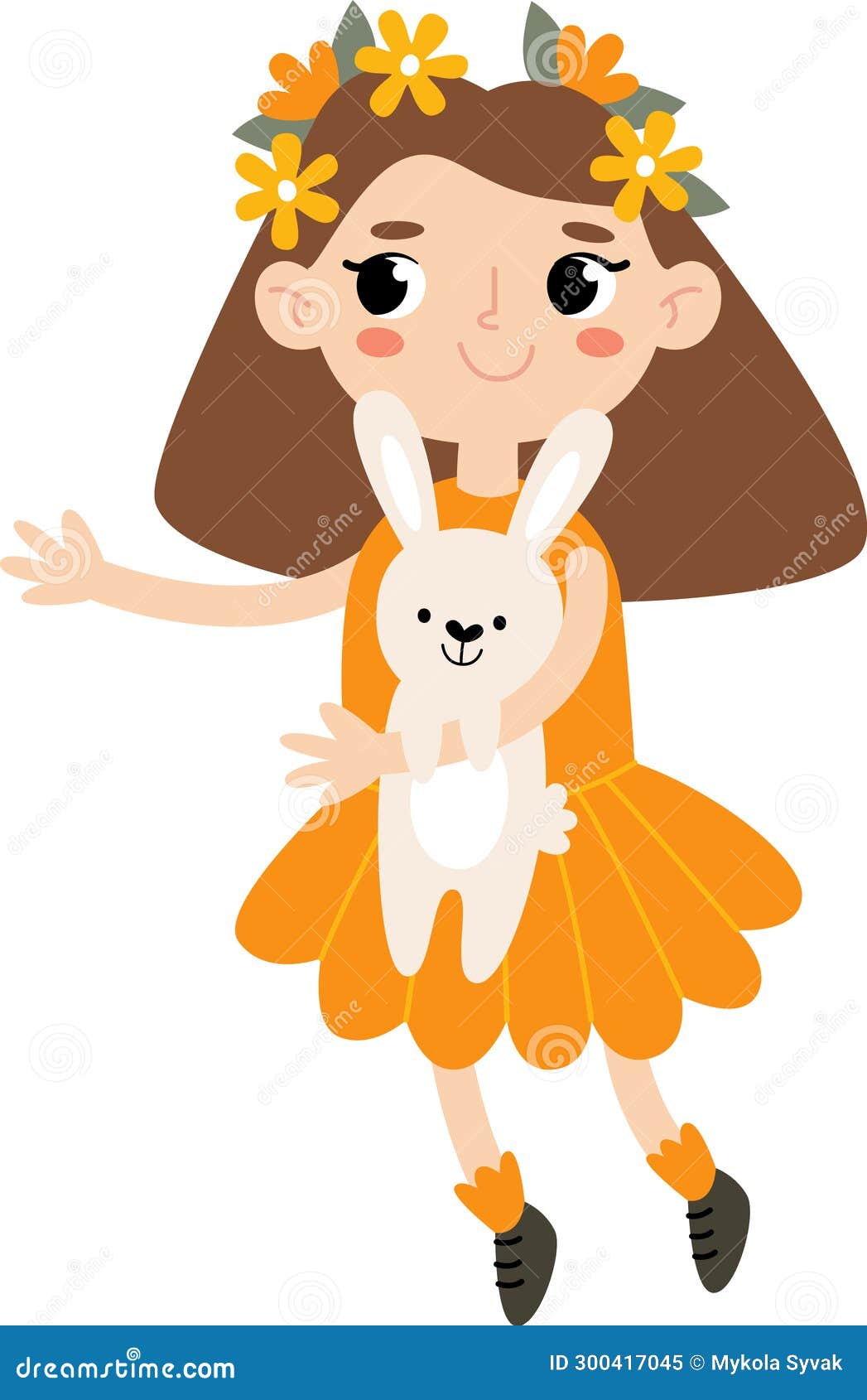 Girl with Rabbit Toy stock vector. Illustration of isolated - 300417045