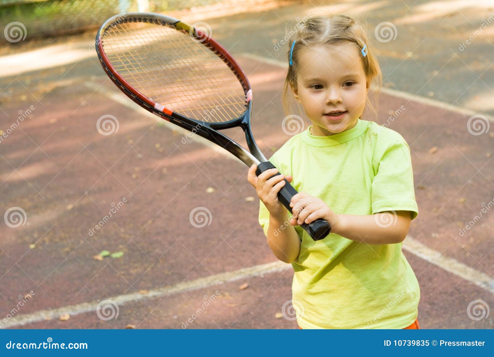Girl with racket stock image. Image of daughter, expression - 10739835