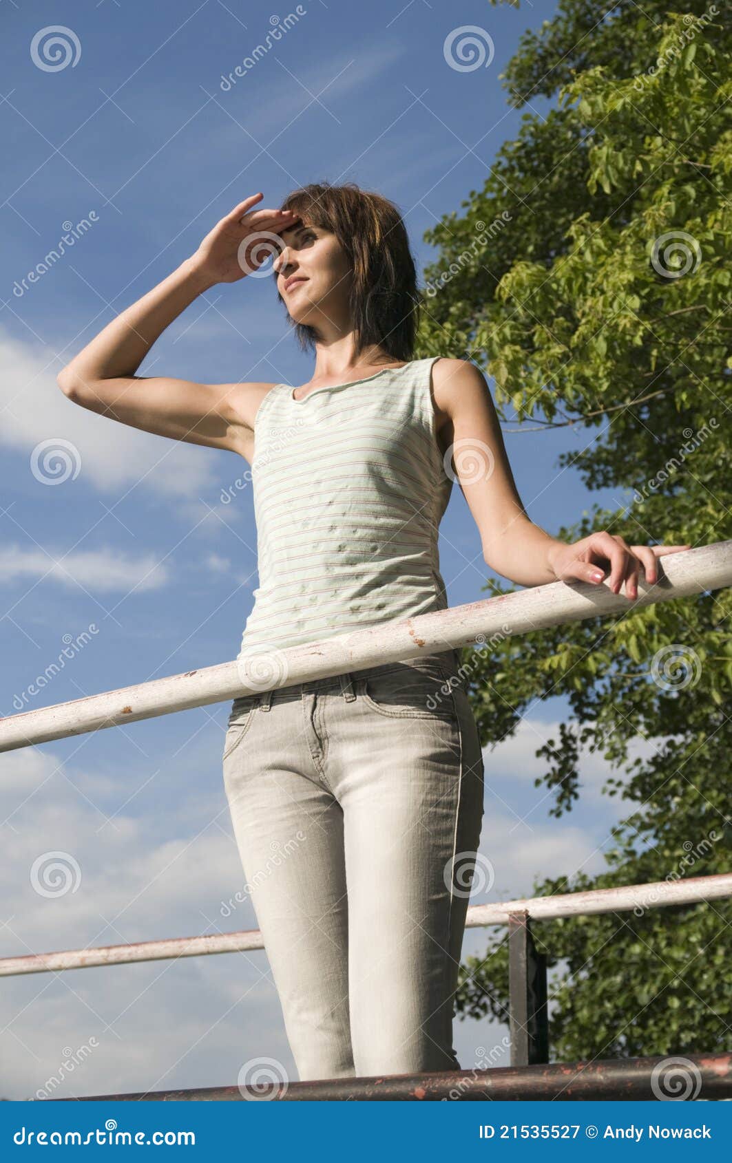 Girl by the railing stock image. Image of railing, elegant - 21535527
