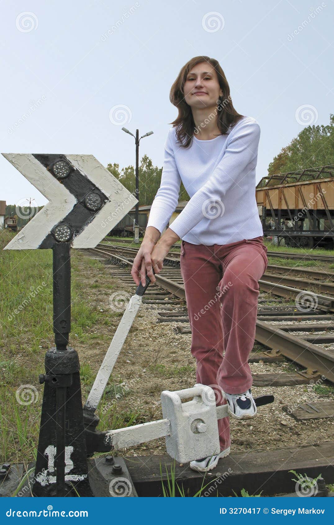 Girl on railroad stock image. Image of platform, females - 3270417