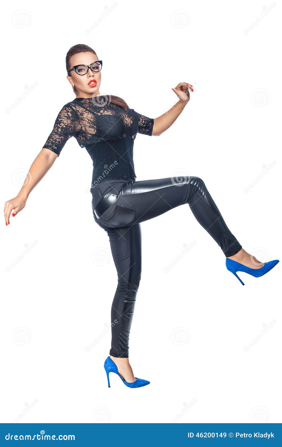 Girl with raised leg. stock image. Image of active, cavort - 46200149