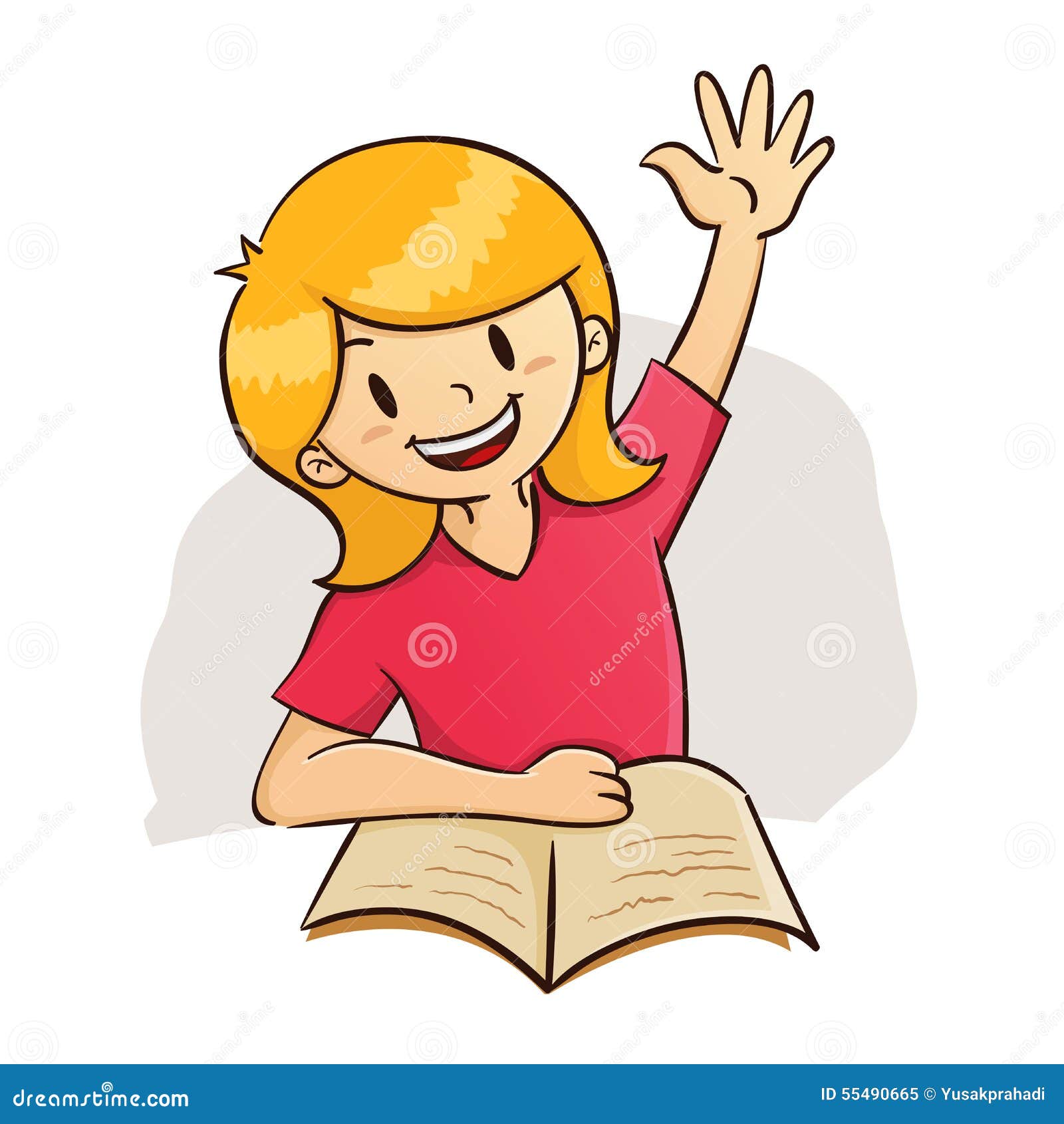 Girl Raising Her Hand Clipart Image