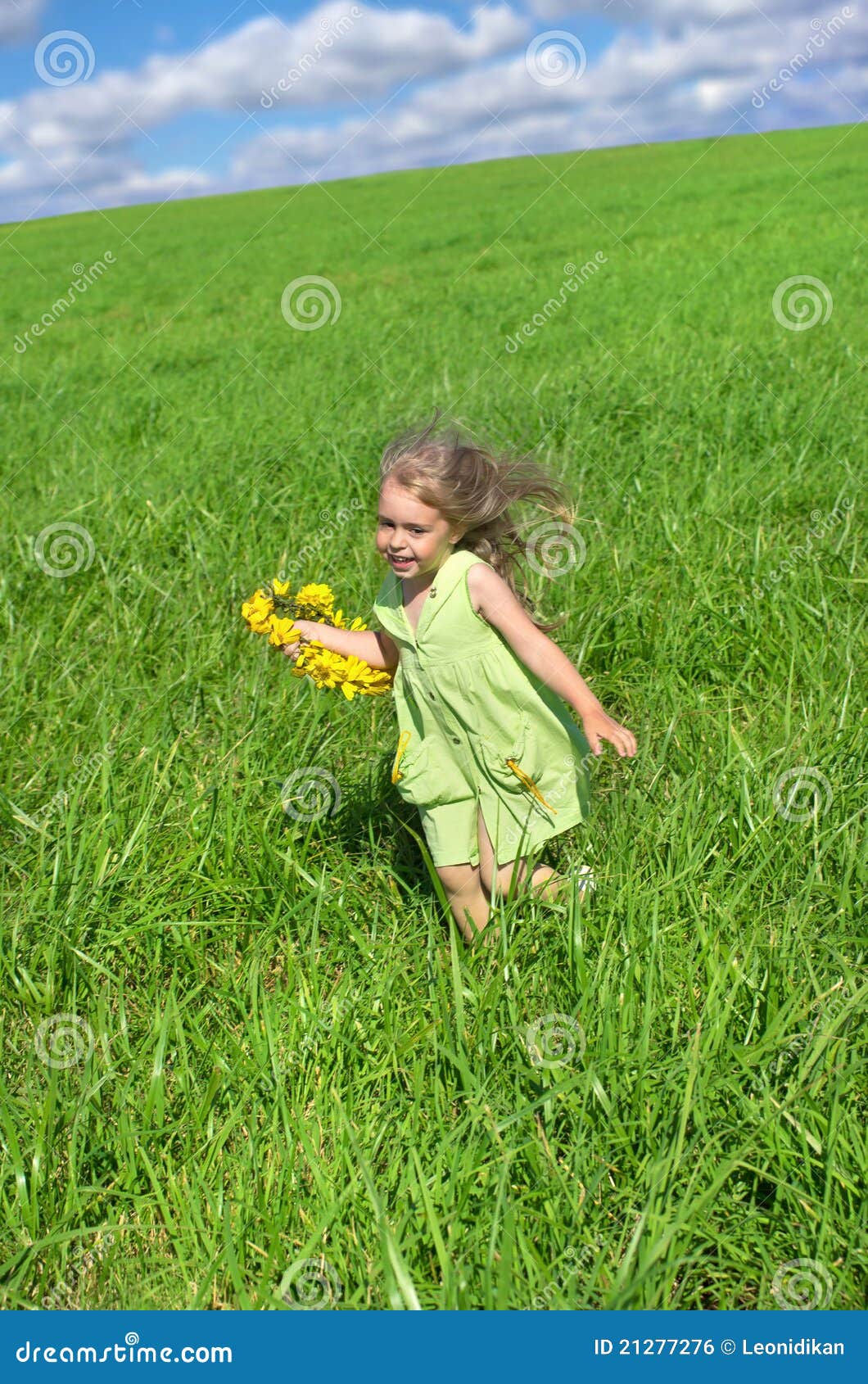 The Girl Ran Across the Field Stock Photo - Image of person, blond ...