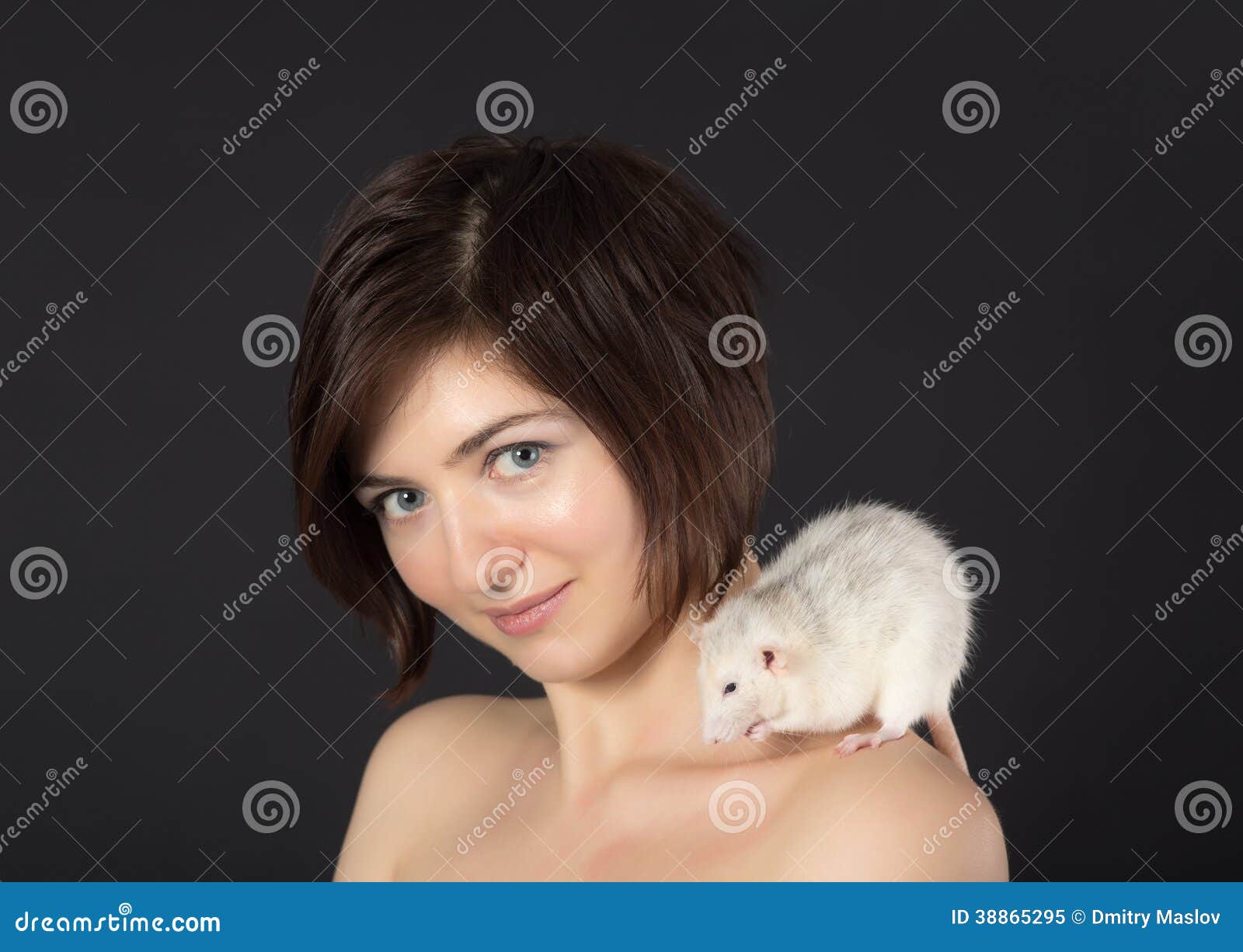 Girl with a rat stock image. Image of closeup, female - 38865295
