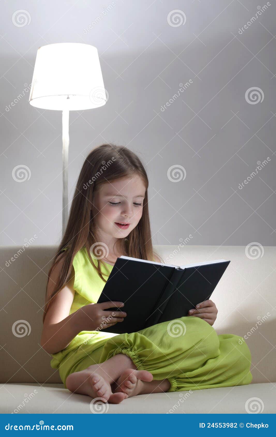 Girl read book stock photo. Image of education, sofa - 24553982
