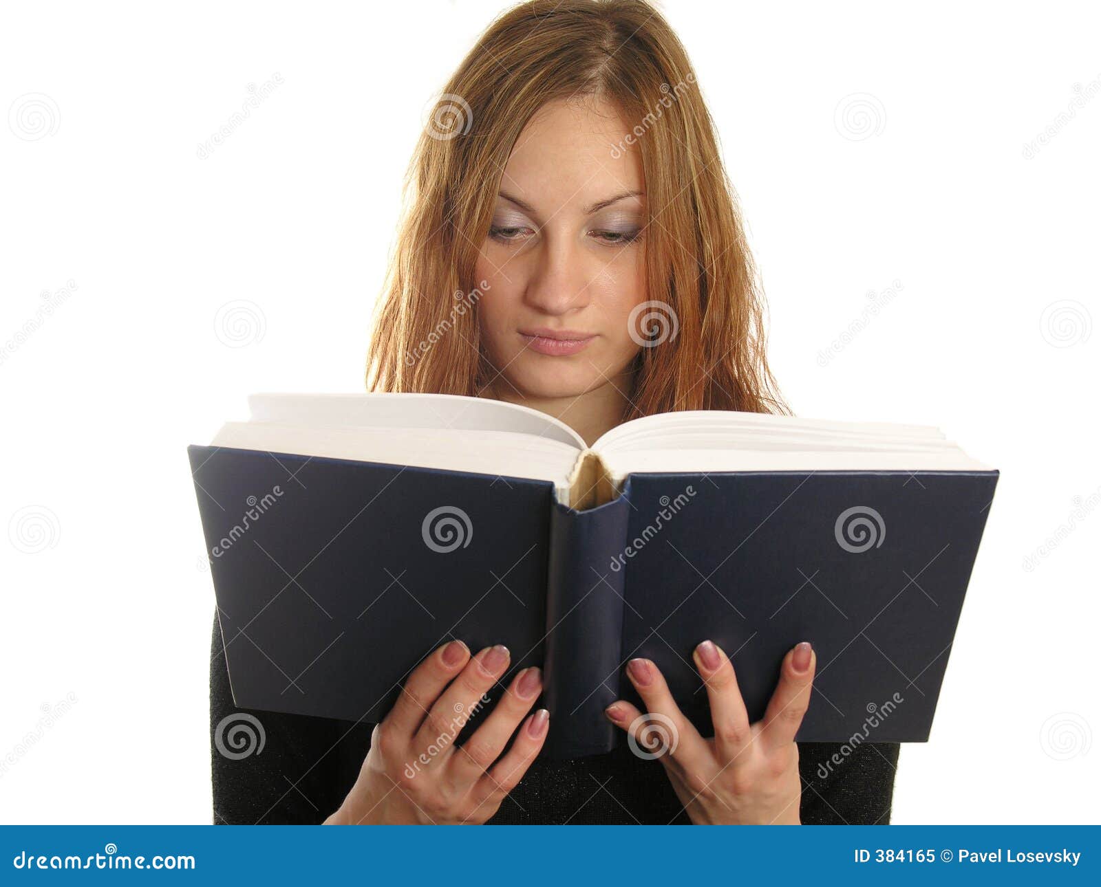 Girl Read Book. Write Your Text Stock Image - Image of eyes, staring ...