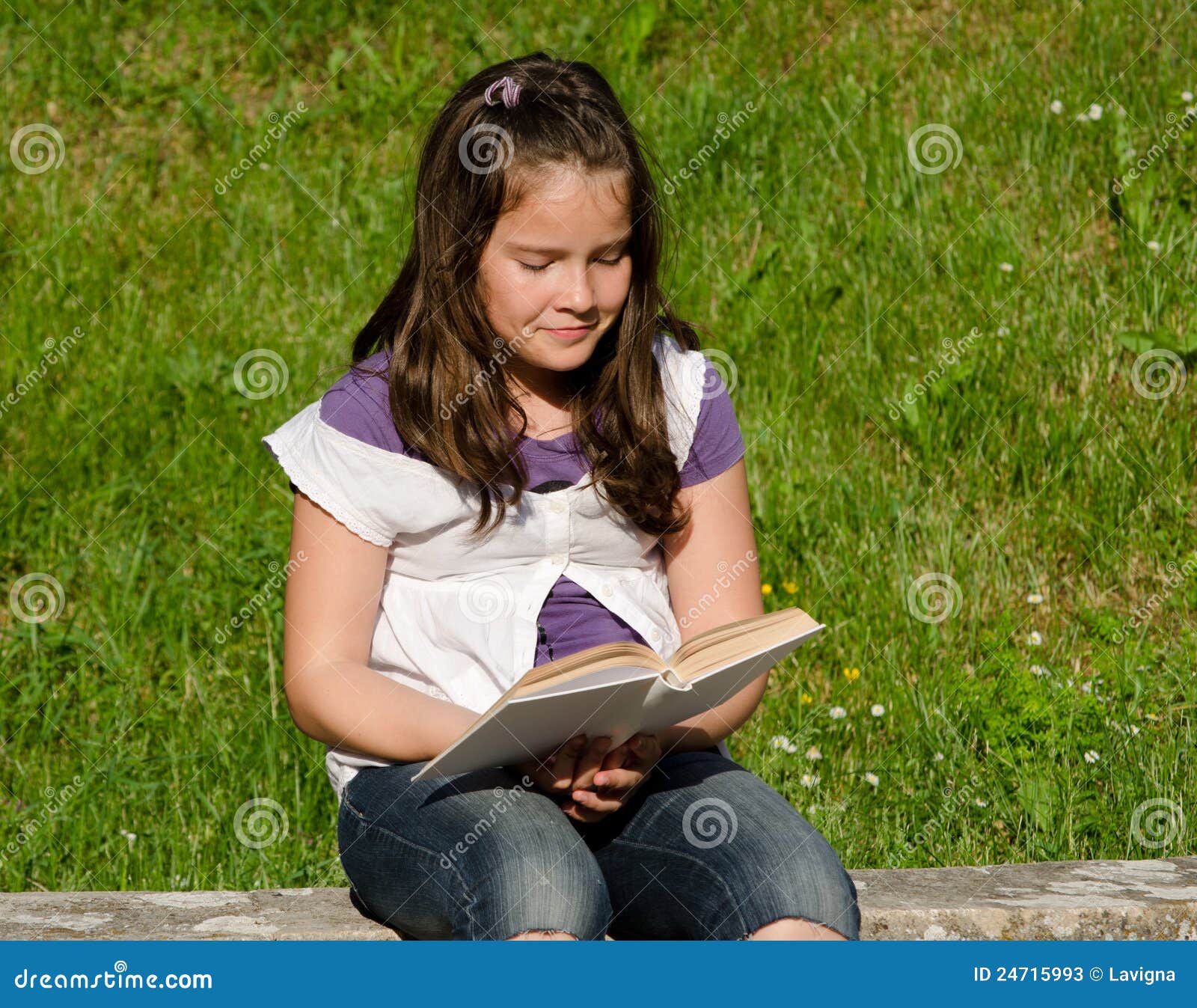 Girl reading stock image. Image of outdoors, reading - 24715993