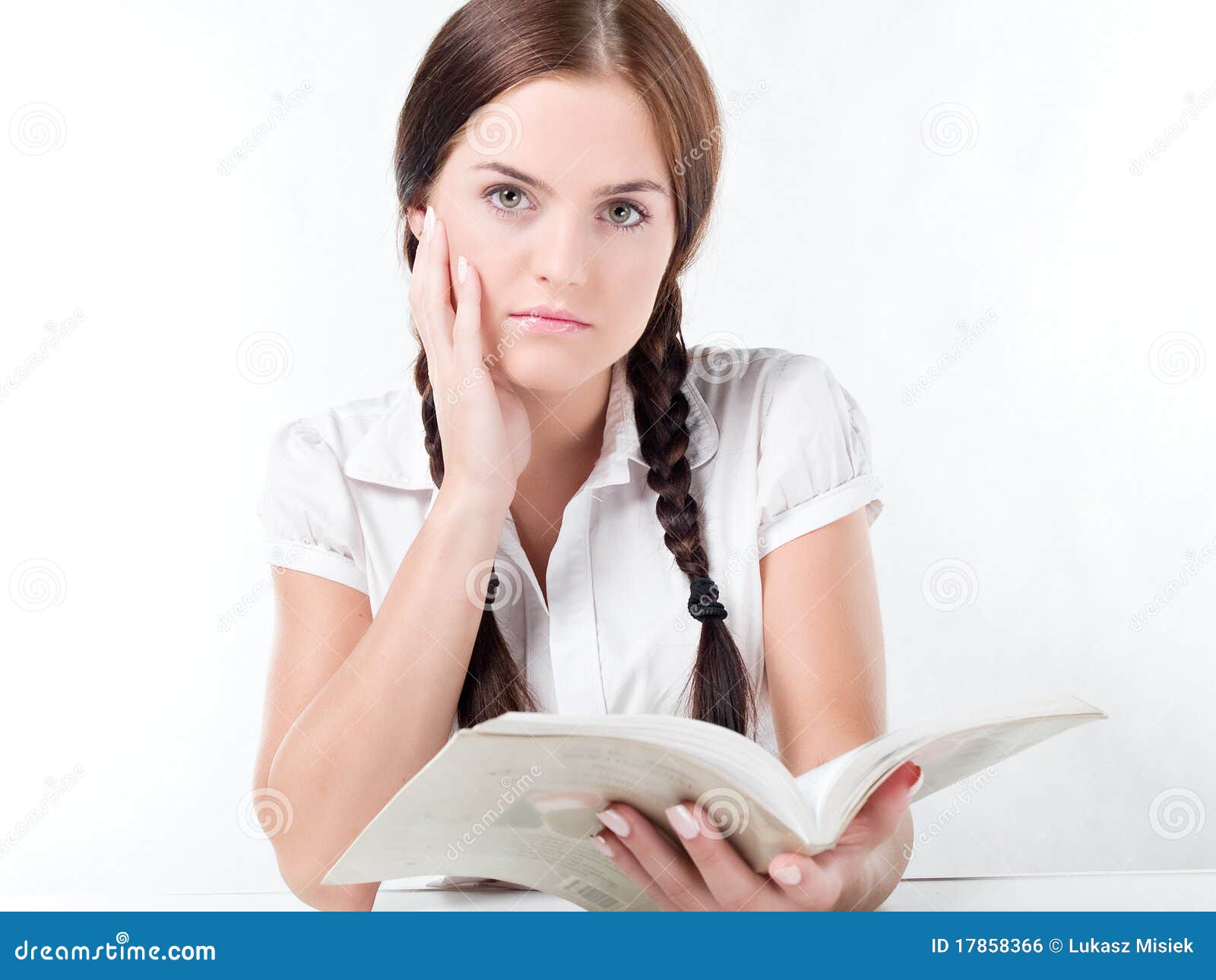 Girl reading a book stock photo. Image of girl, brunette - 17858366