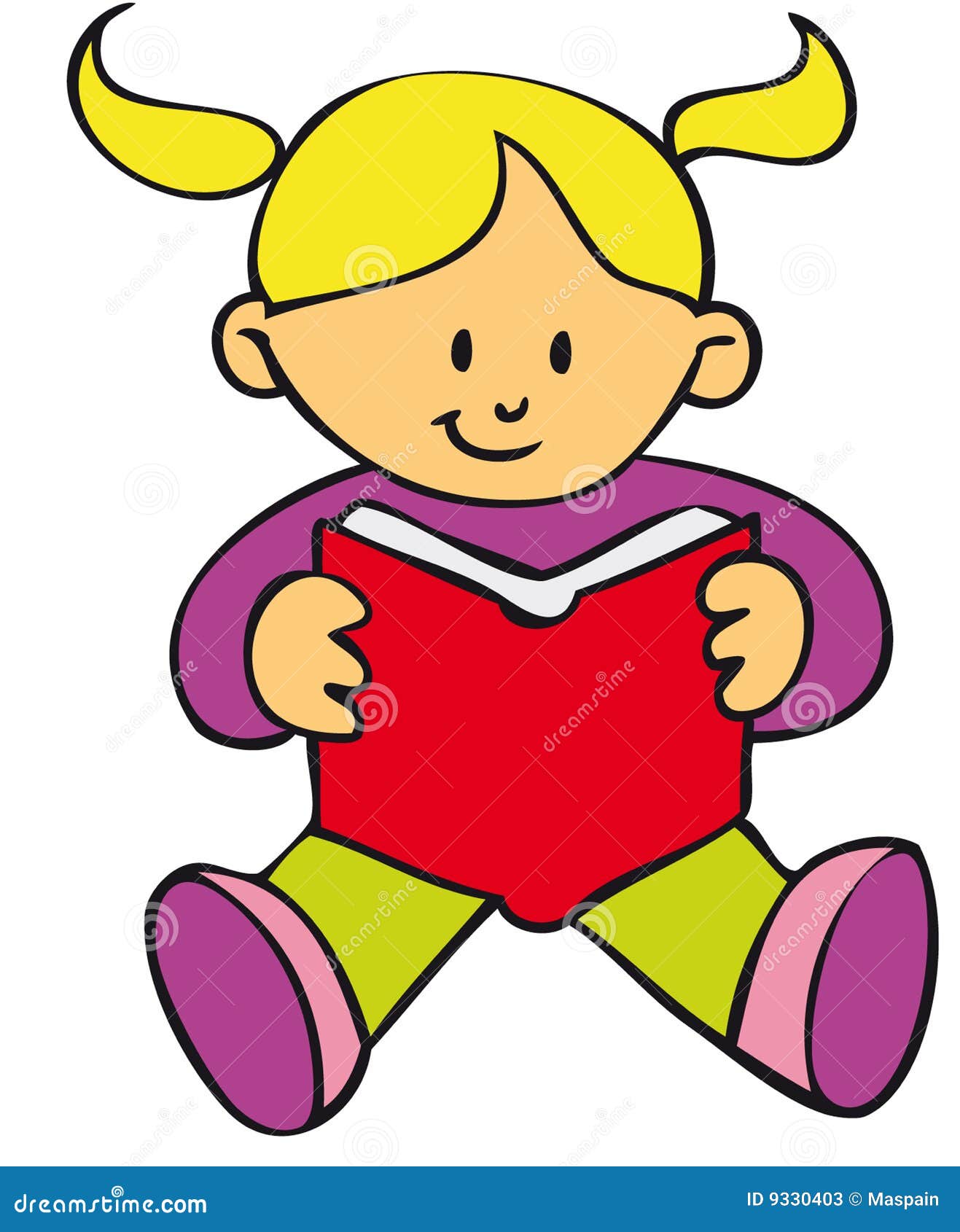 Girl reading a book stock vector. Illustration of education - 9330403