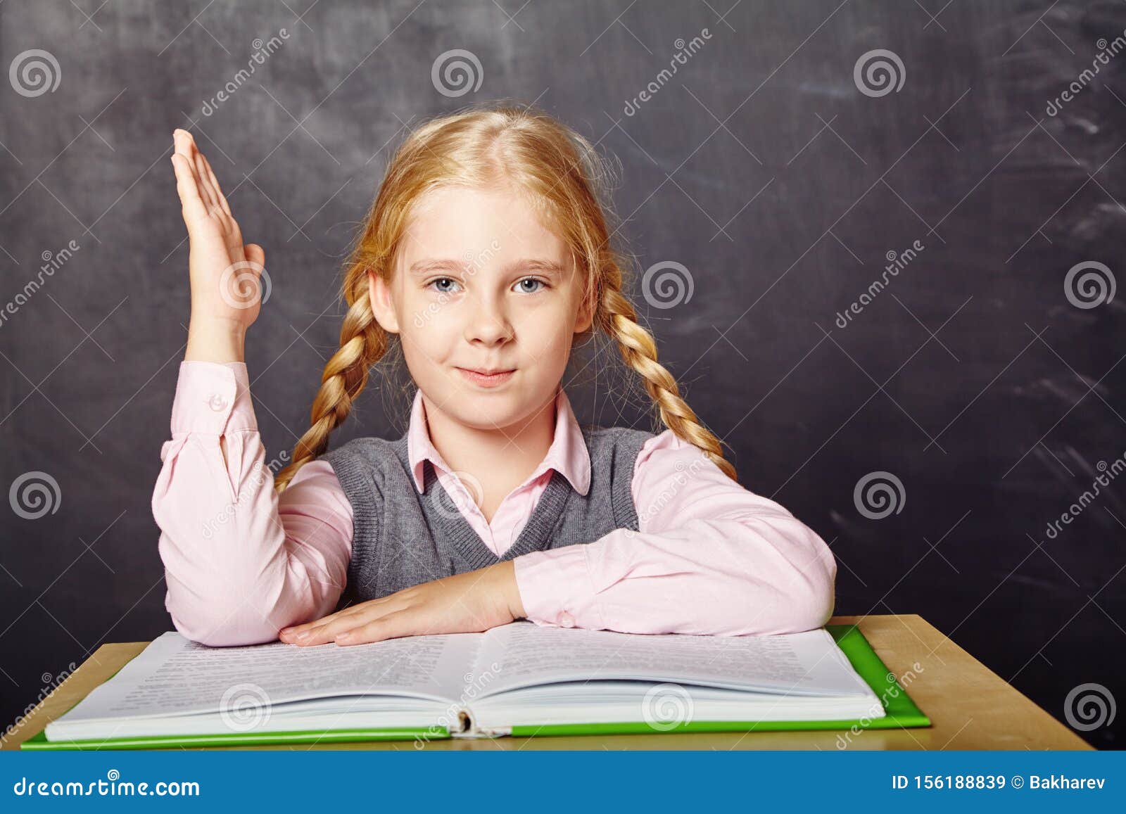 Girl Reading a Book. School and Education. a Child Learning in School ...
