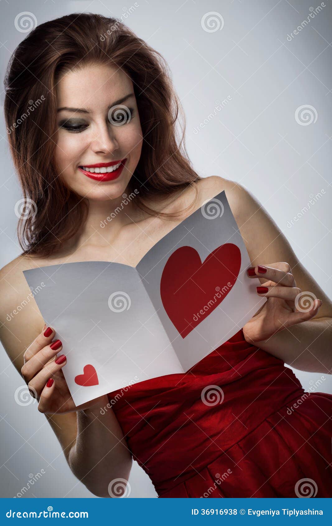 Girl reading a card stock photo. Image of dress, romantic - 36916938
