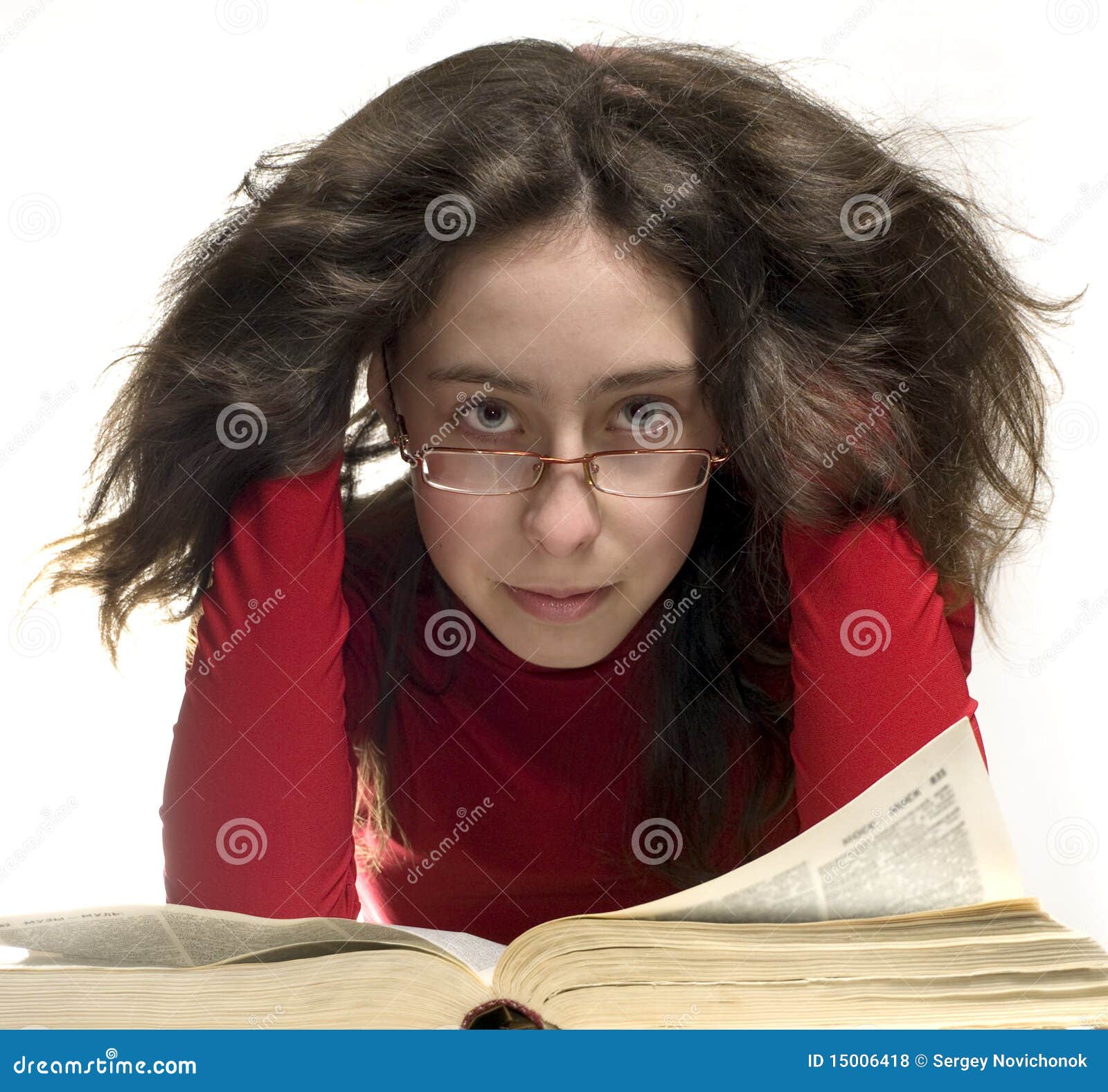 Girl with reading glasses stock photo. Image of descriptive - 15006418