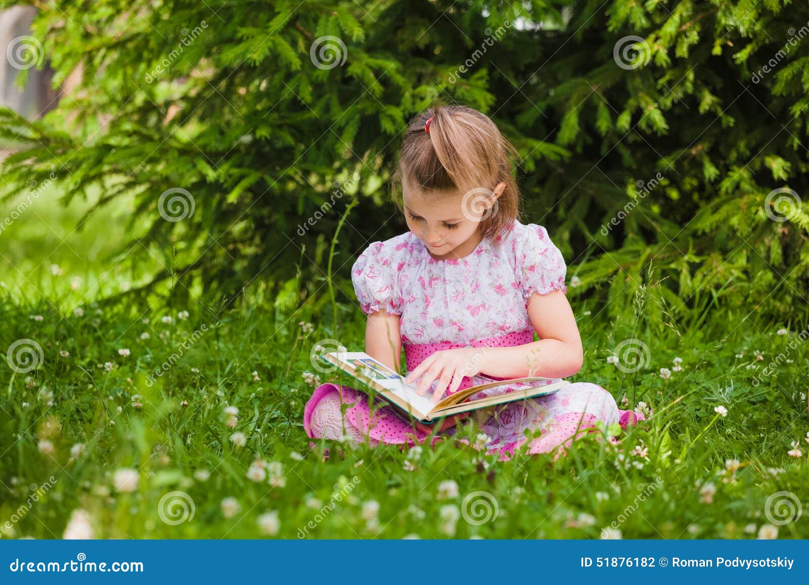 Girl is Reading on the Grass Stock Photo - Image of negative, space ...