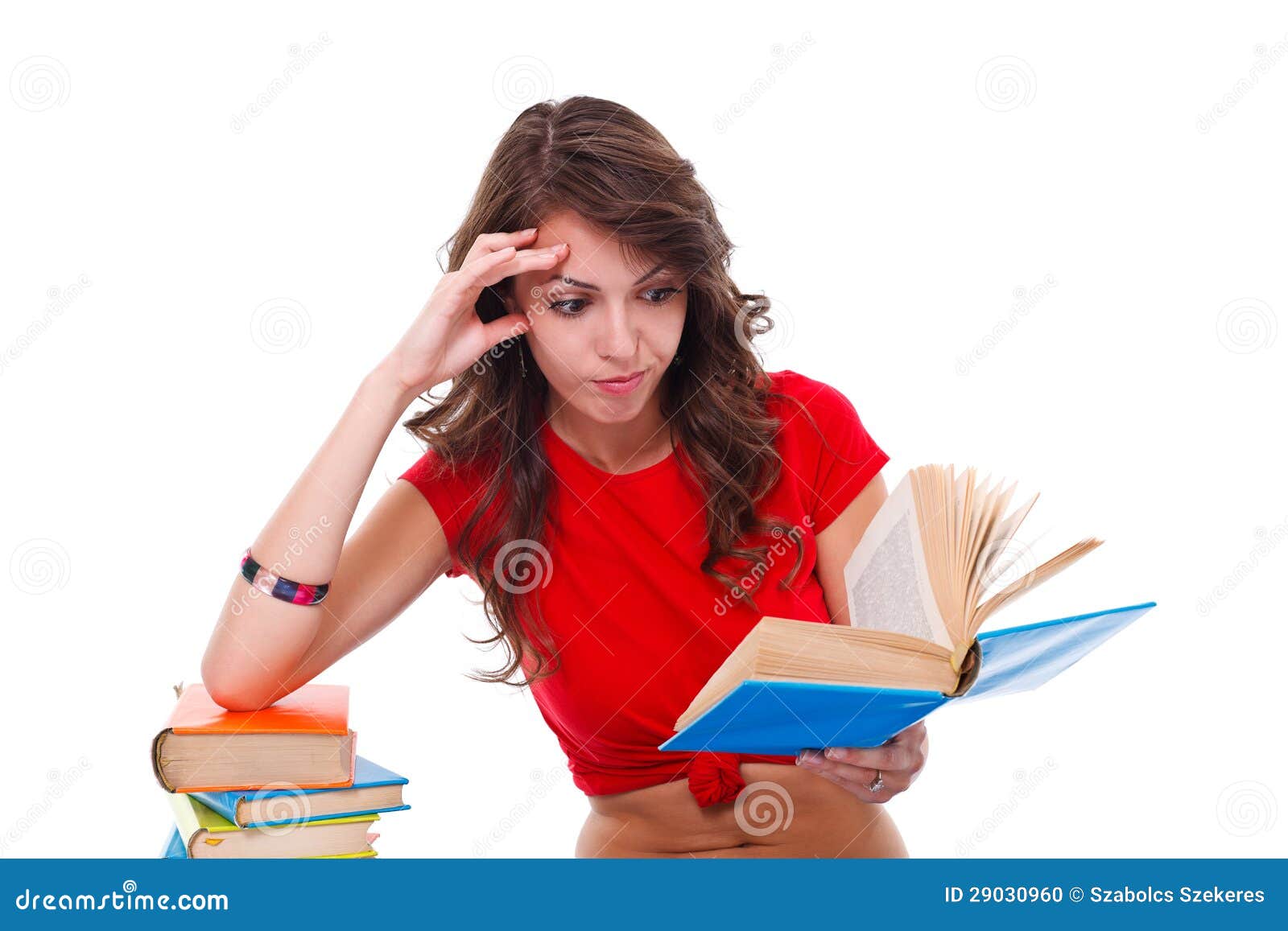Girl Reading Interesting Book Stock Photo - Image of background, read ...