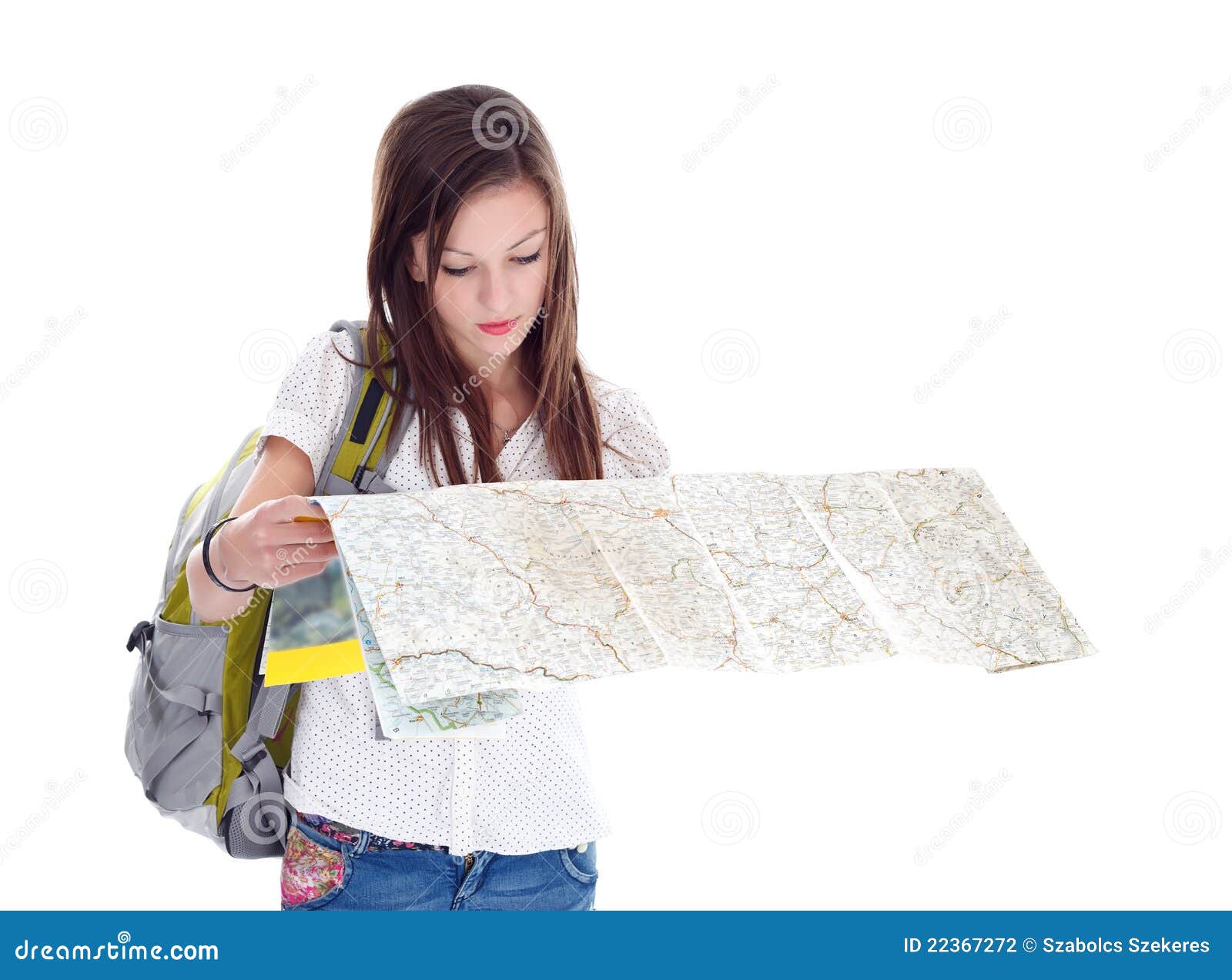 Girl reading map stock photo. Image of holiday, cute - 22367272